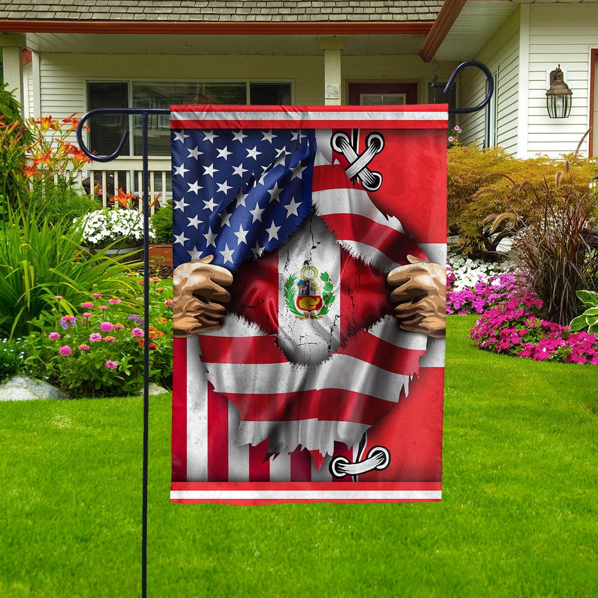 Flags Proud Peruvian American Flag Ripped flag Peru strong House Flag ...