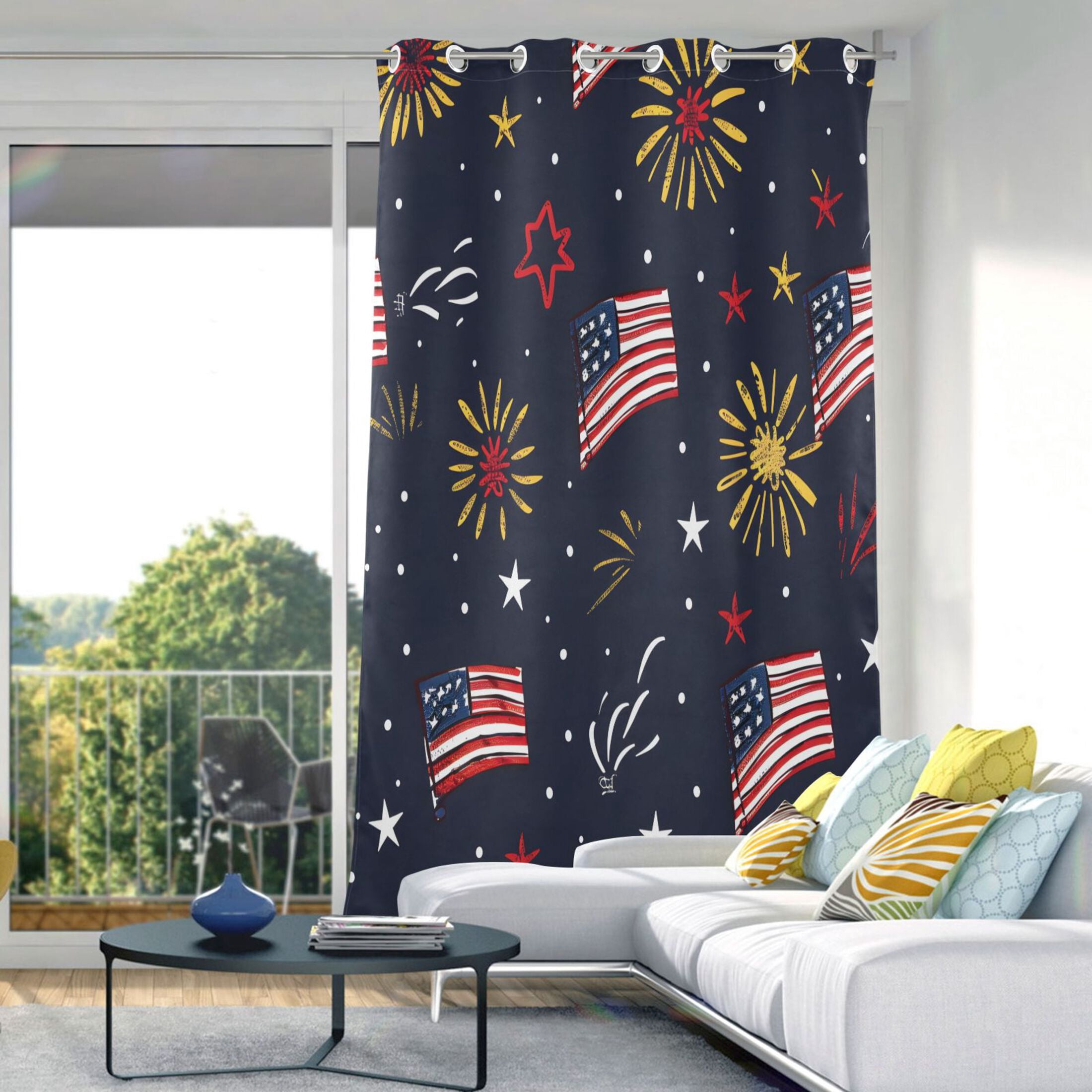 Flags Star Blackout Curtains 84"x52" Thermal Insulated Curtain 1 Panel ...