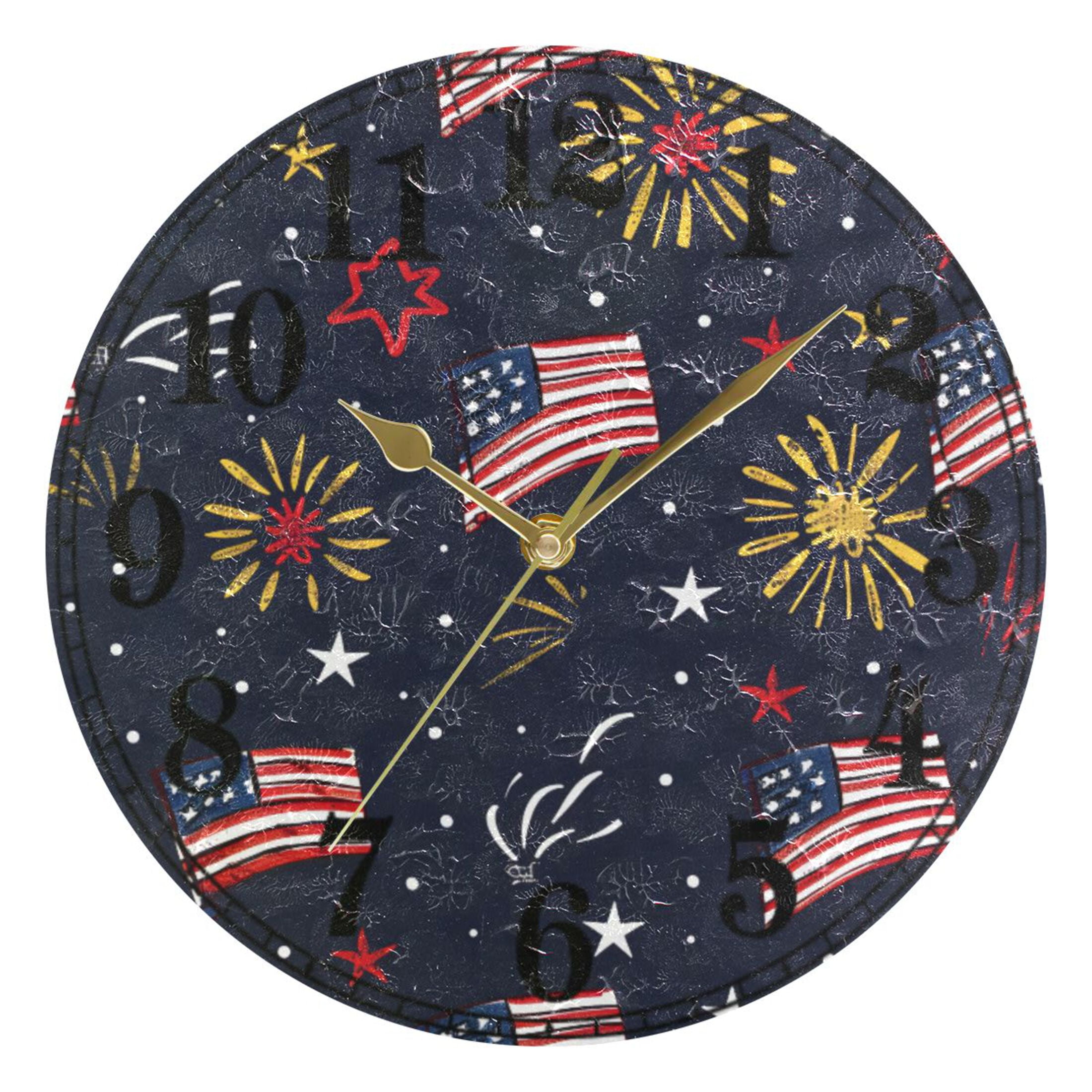 Flags Star Silent Wall Clock 10" Non-Ticking Battery Clock - Walmart.com