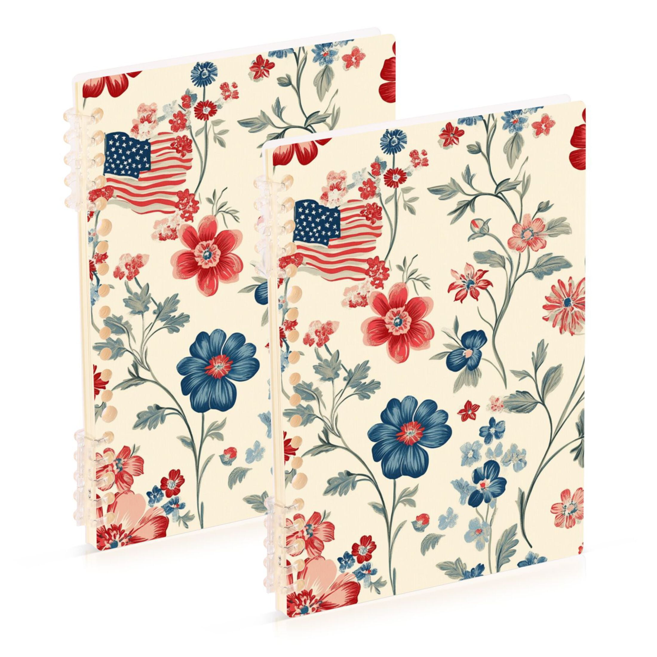 Flags Vintage Colored Flowers Leaves Notebook Detachable Coil Notebook ...
