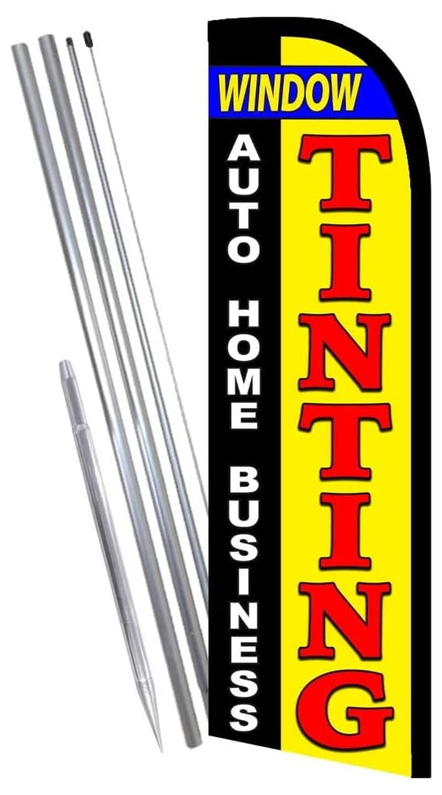 Flags WINDOW TINTING Auto Home Business Premium Windless Banner Flag ...