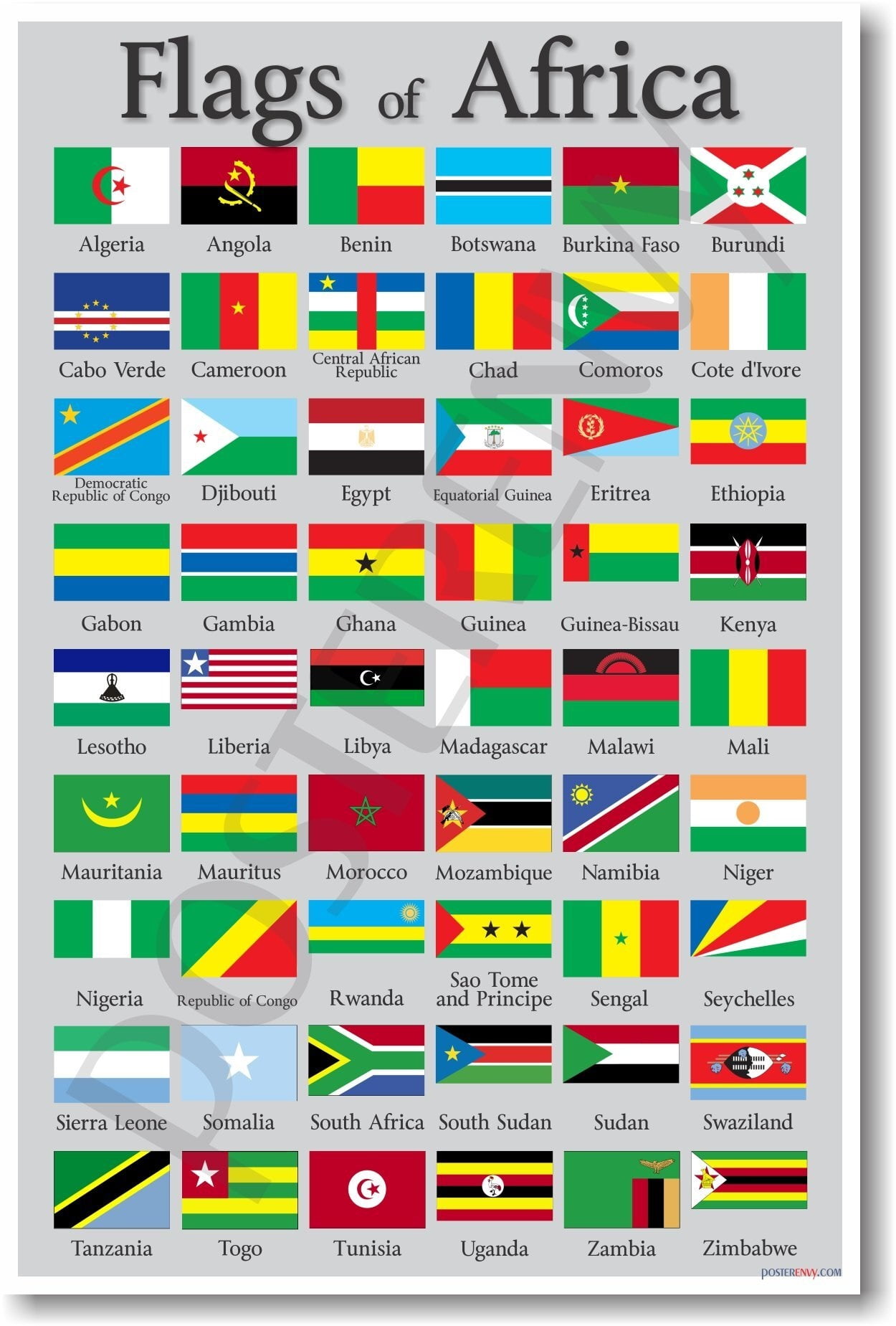 Flags of Africa - NEW World Travel Geography Classroom Poster - Walmart.com