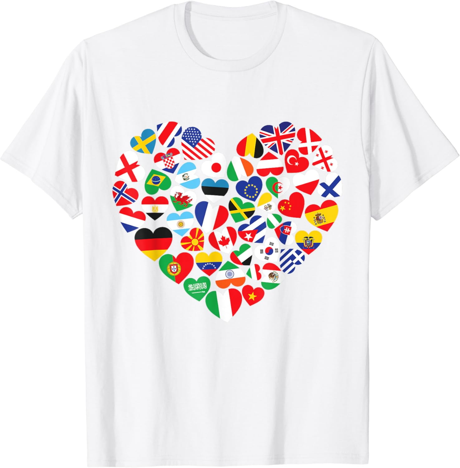 Flags of Countries of the World international flag heart T-Shirt100% cotton - Walmart.com