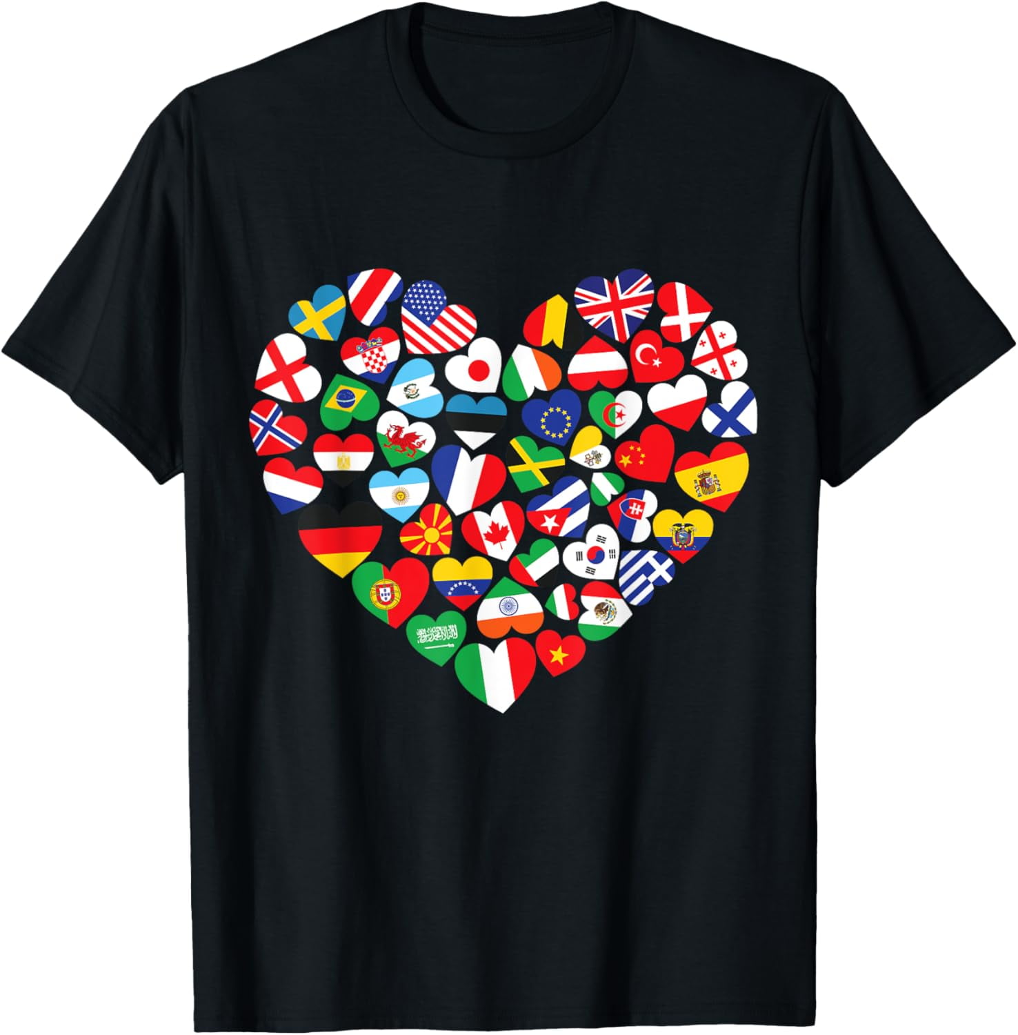 Flags of Countries of the World international flag heart T-Shirt100 ...