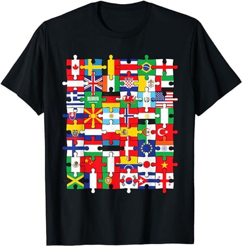 Flags of Countries of the World international flag puzzle T-Shirt ...