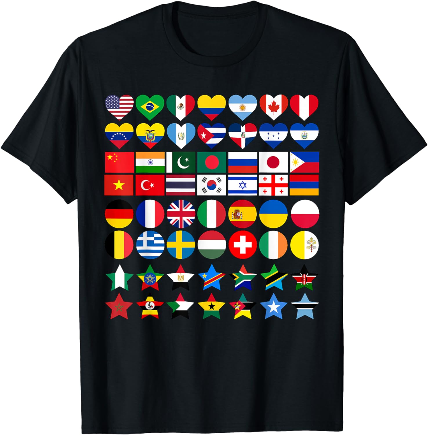 Flags of Countries of the Worlds in Geometric Shapes T-Shirt - Walmart.com