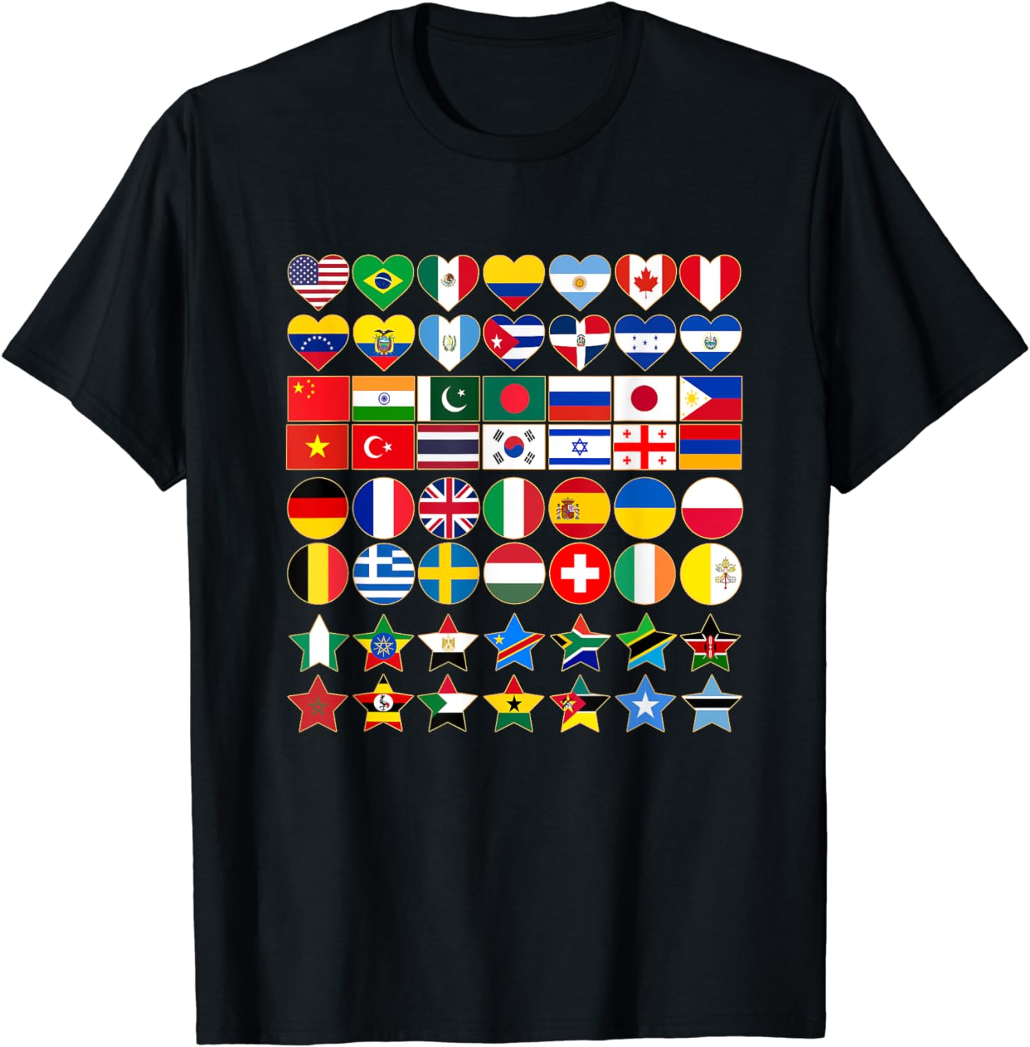 Flags of Countries of the Worlds in Geometric Shapes T-Shirt - Walmart.com