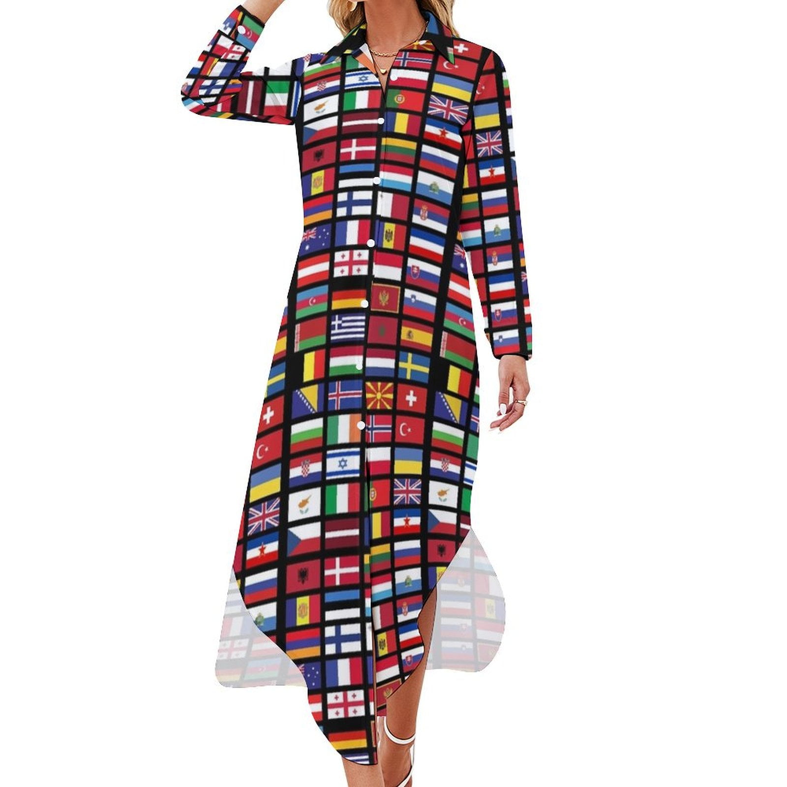Flags of Eurovision Long Sleeved Shirt Dress party dresses women Woman ...