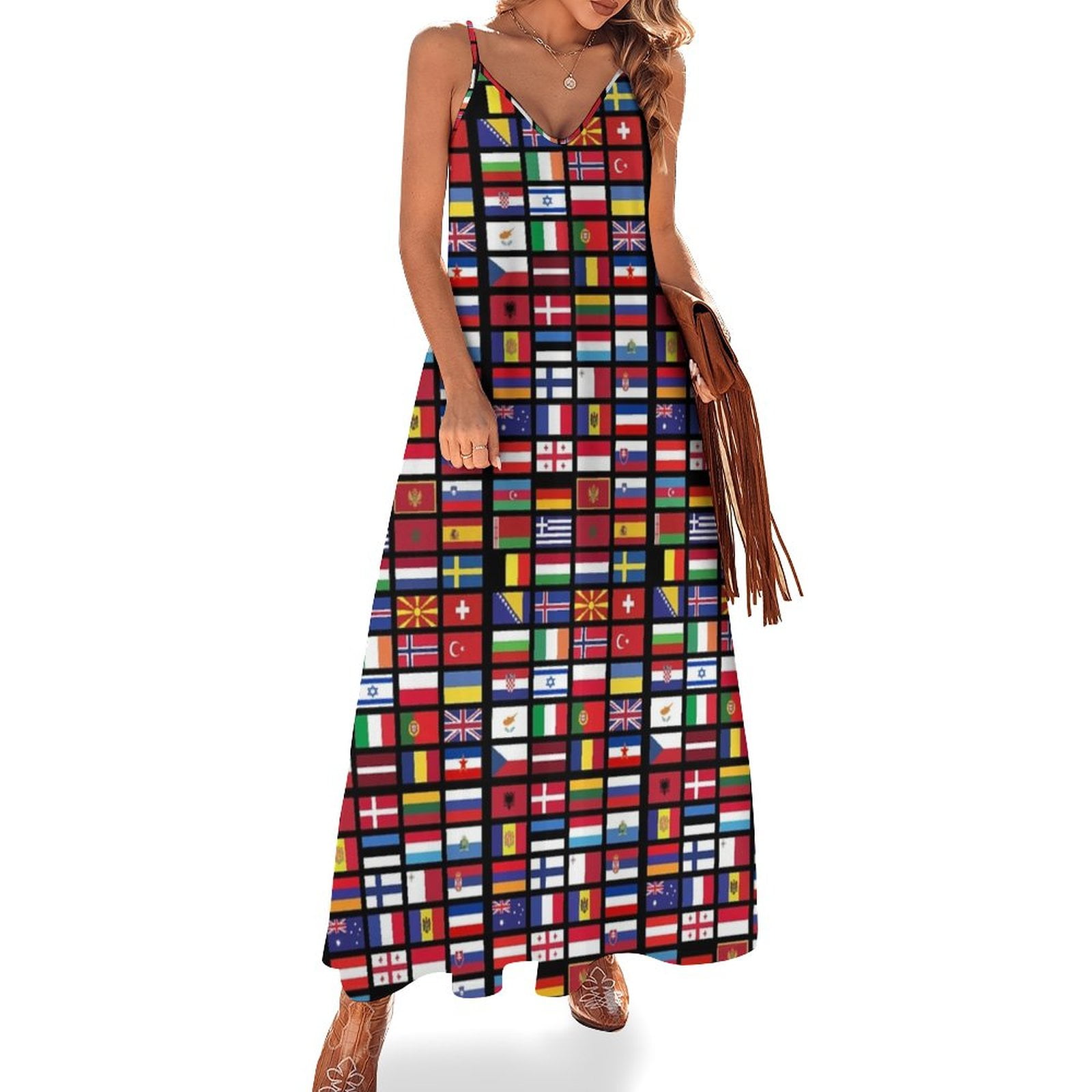 Flags of Eurovision Sleeveless Dress loose women's dress luxury evening ...