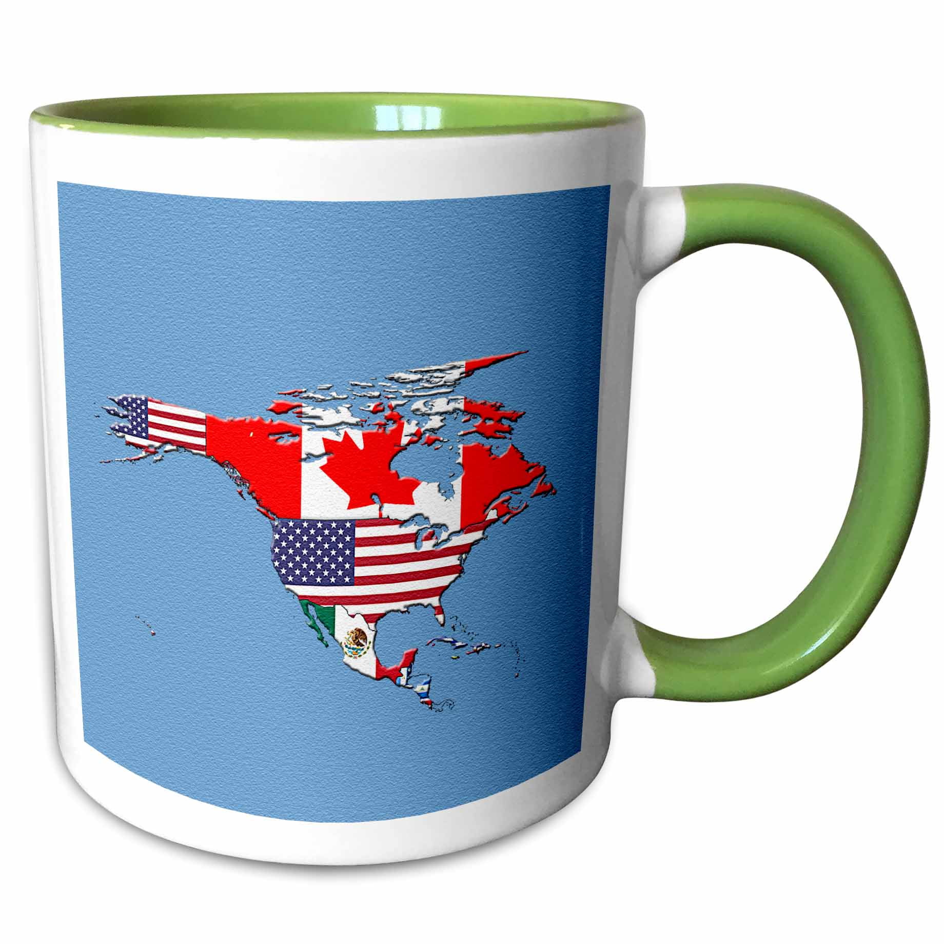 Flags of North America Textured Design 15oz Two-Tone Green Mug mug ...