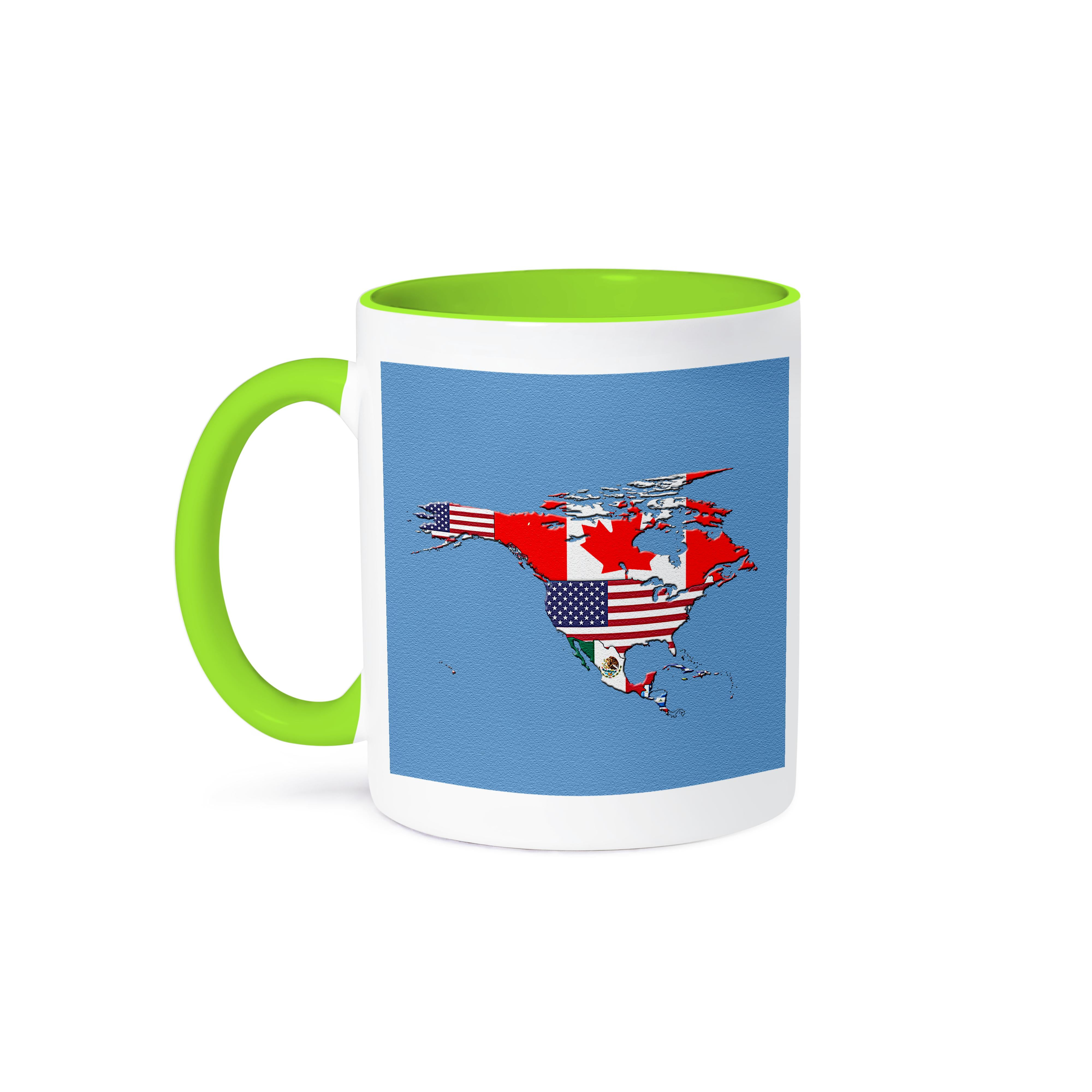 3dRose, Flags of North America Textured Design, 15oz Two-Tone Green Mug ...