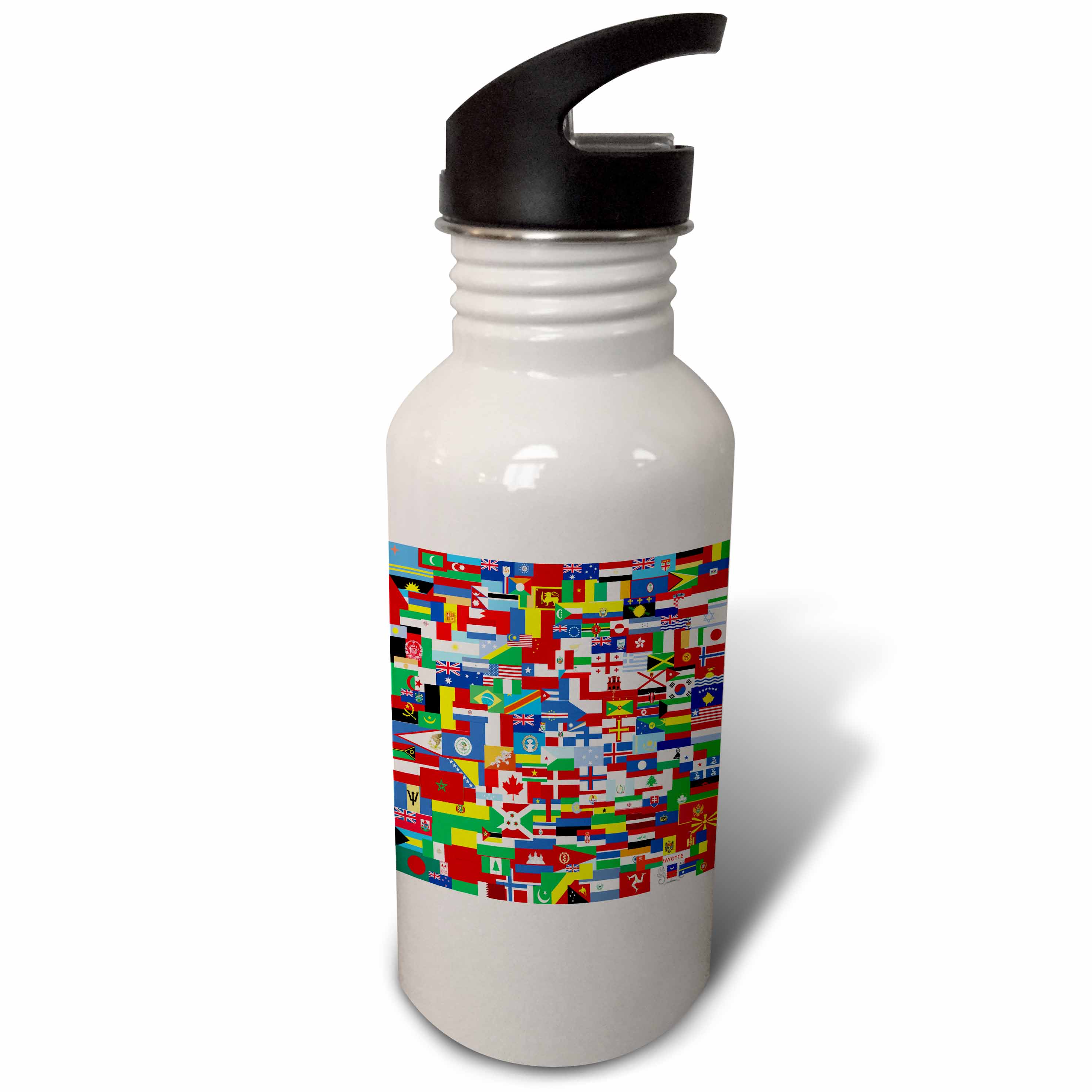 Flags of every nation make a colorful pattern 21 oz Sports Water Bottle ...