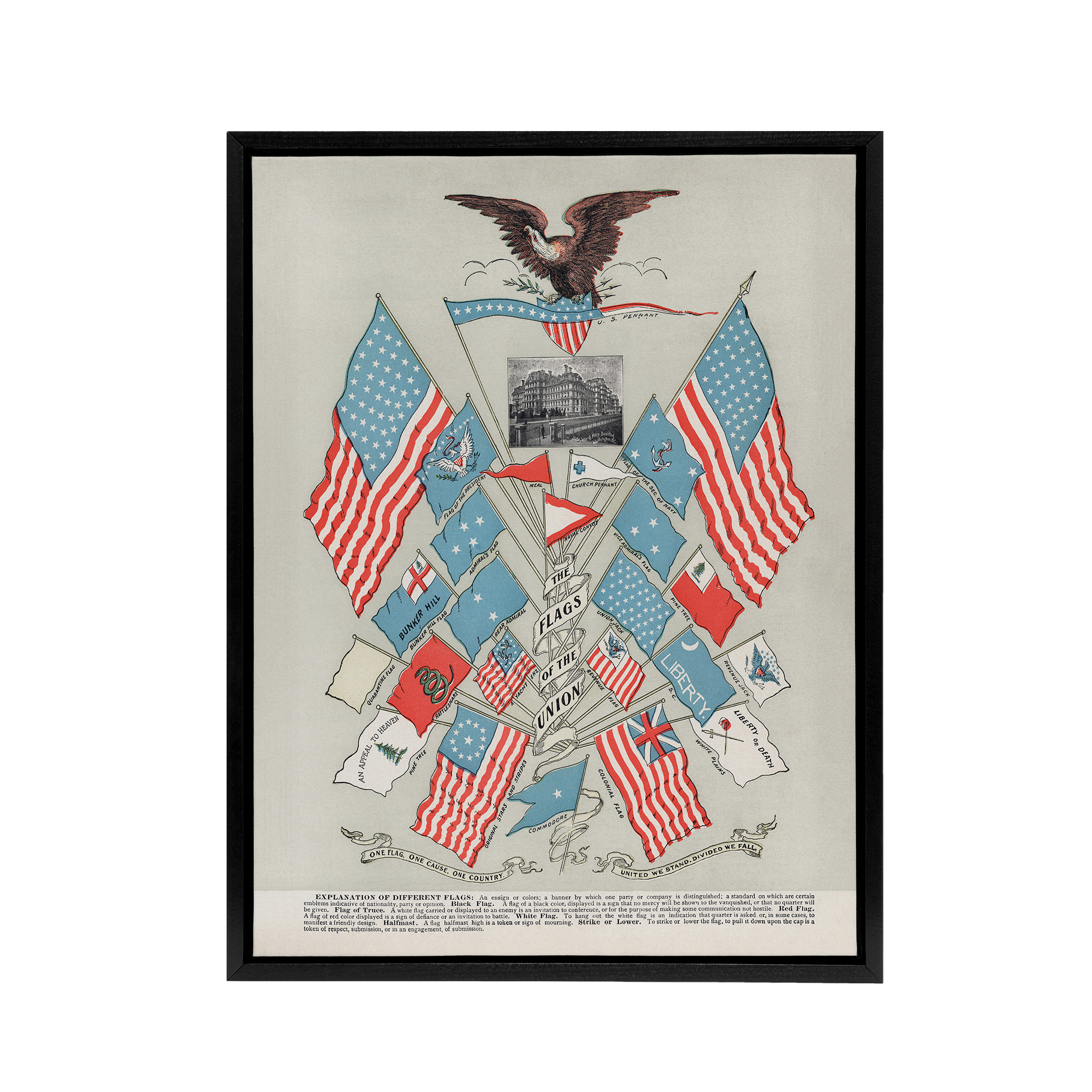 Flags of the American Union Vintage 1901 Black Framed Canvas Wall Art ...
