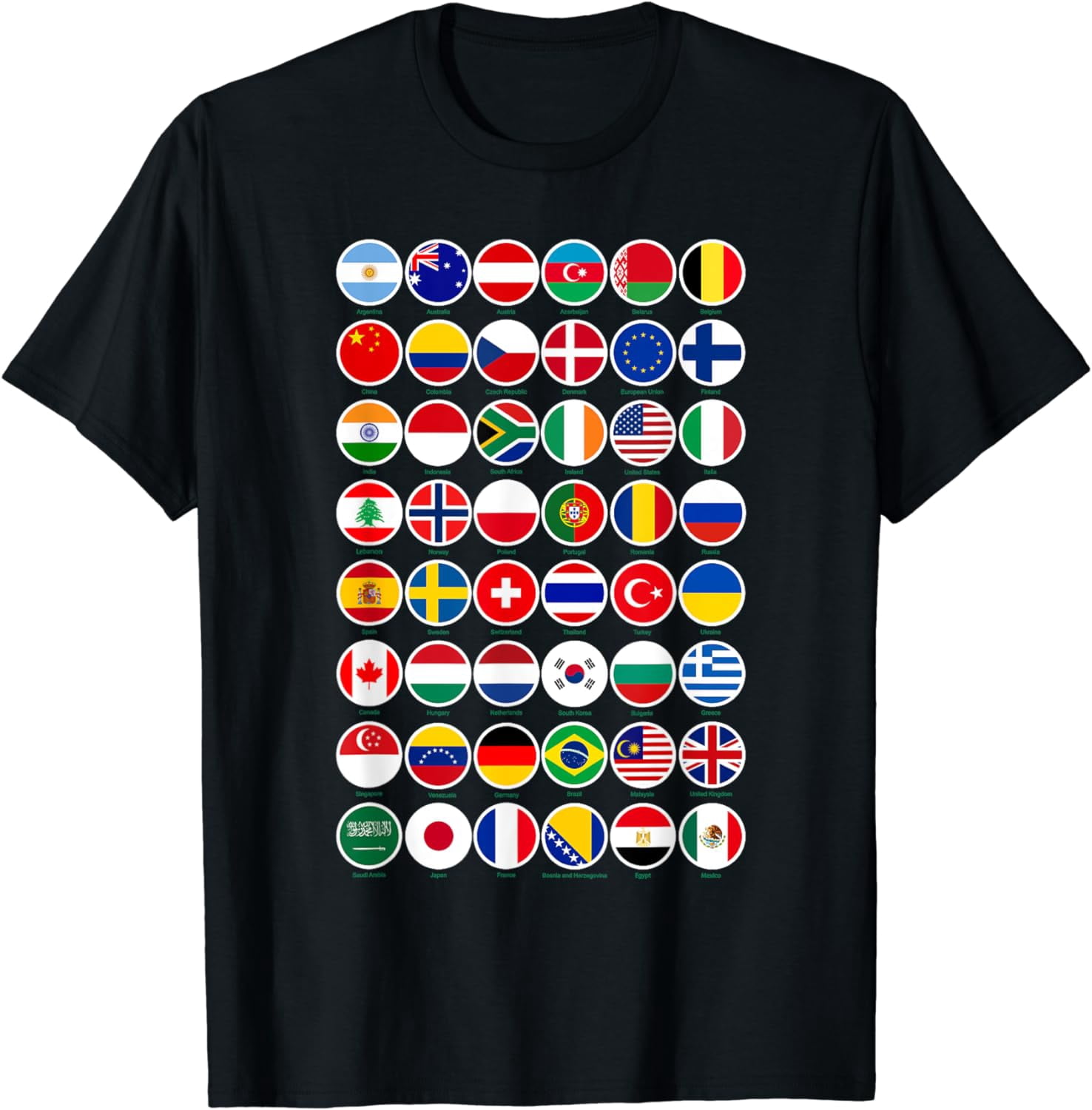 Flags of the Countries of the World Graphic Cool Designs T-Shirt ...