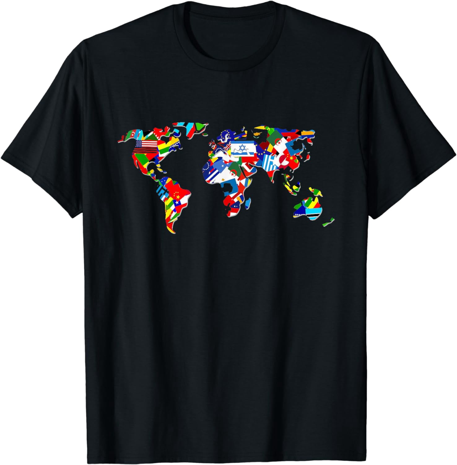 Flags of the Countries of the World Map International Gifts Cotton T ...