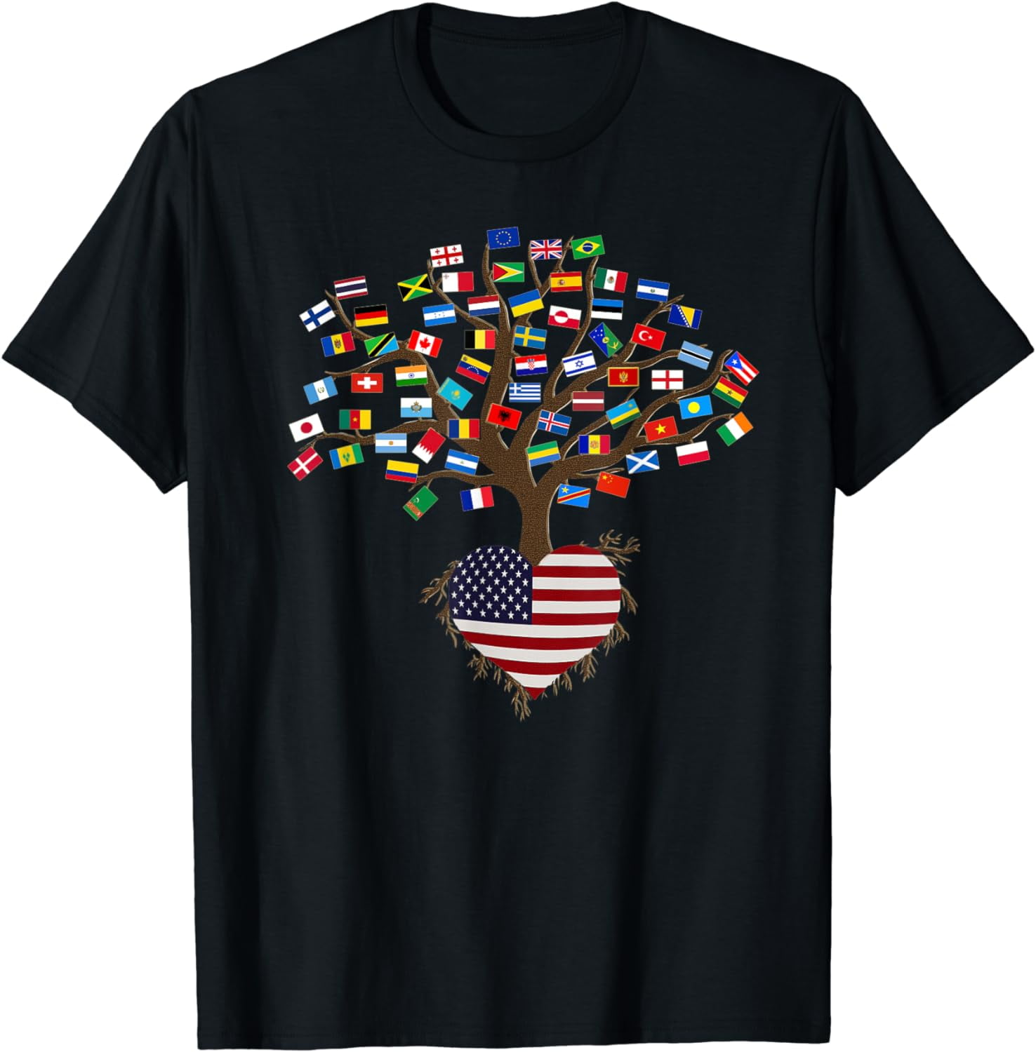 Flags of the Countries of the World and American Flag T-Shirt - Walmart.com