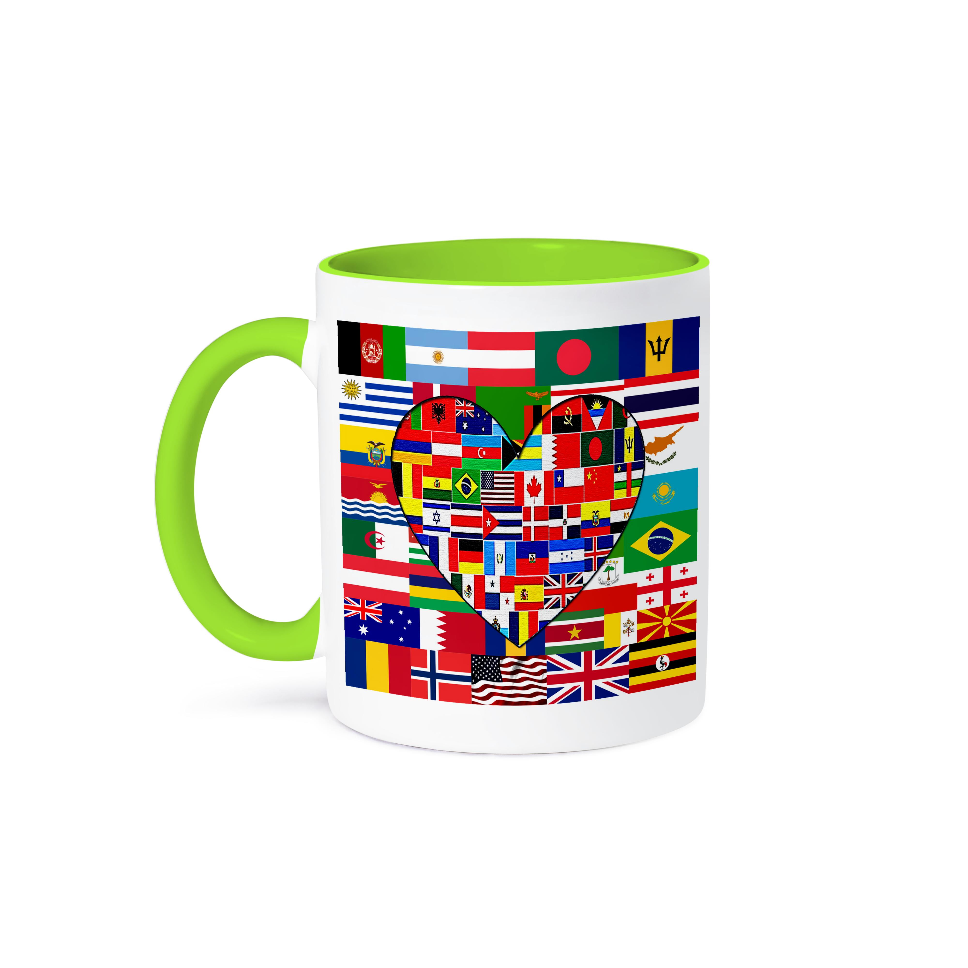 3dRose, Flags of the World Background with Textured Heart Design , 15oz ...