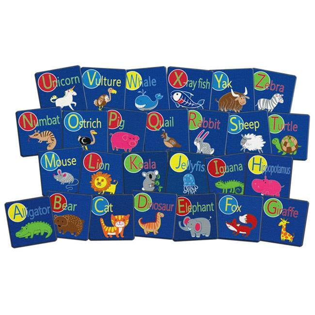 Flagship Carpets Squares Alphabet Animals Seating Carpet- 16 in. x 16 ...