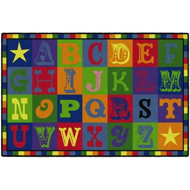 Flagship Carpets Color Rings Colorful Children's Classroom Area Rug, Seats 24, 7'6" x 12', Black ...