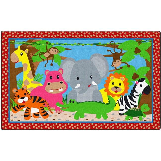 Flagship Carpets CE418-28W Rectangle Cutie Jungle Carpet, 5 ft. x 8 ft ...