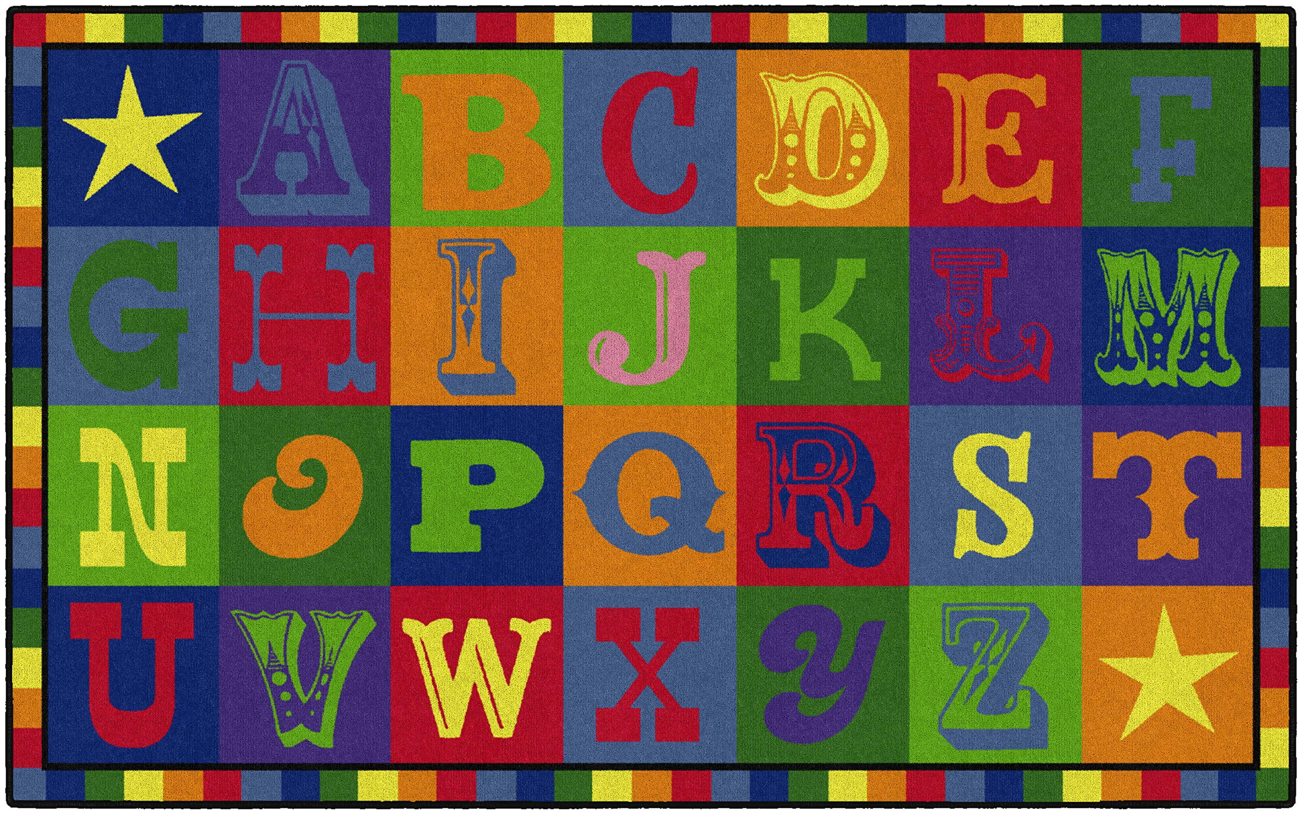 Flagship Carpets Early Blocks Colorful ABC Alphabet Children's Rug for ...