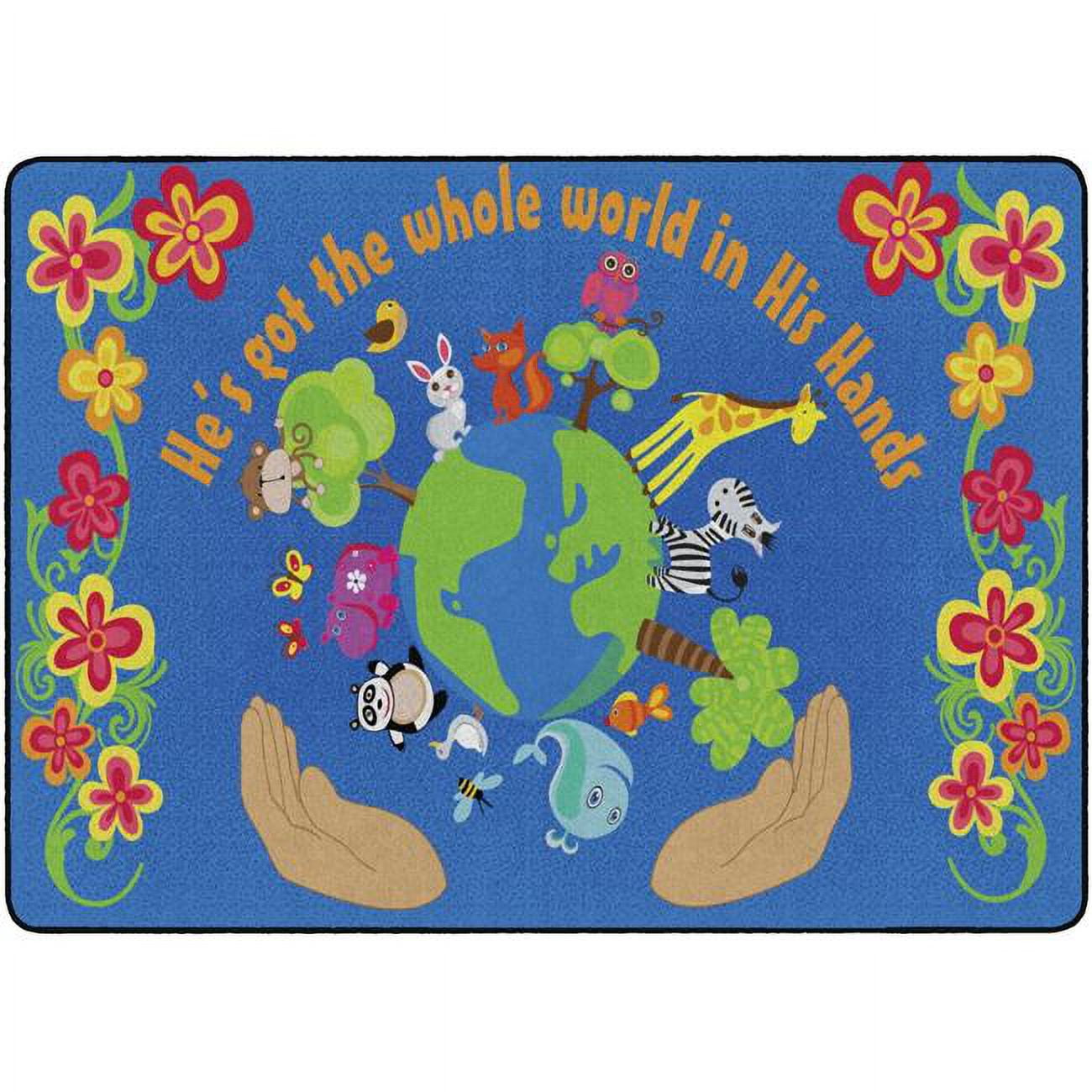 Flagship Carpets FE289-32A 6 ft. x 8 ft. 4 He is Got the Whole World in His Hands Rug ...