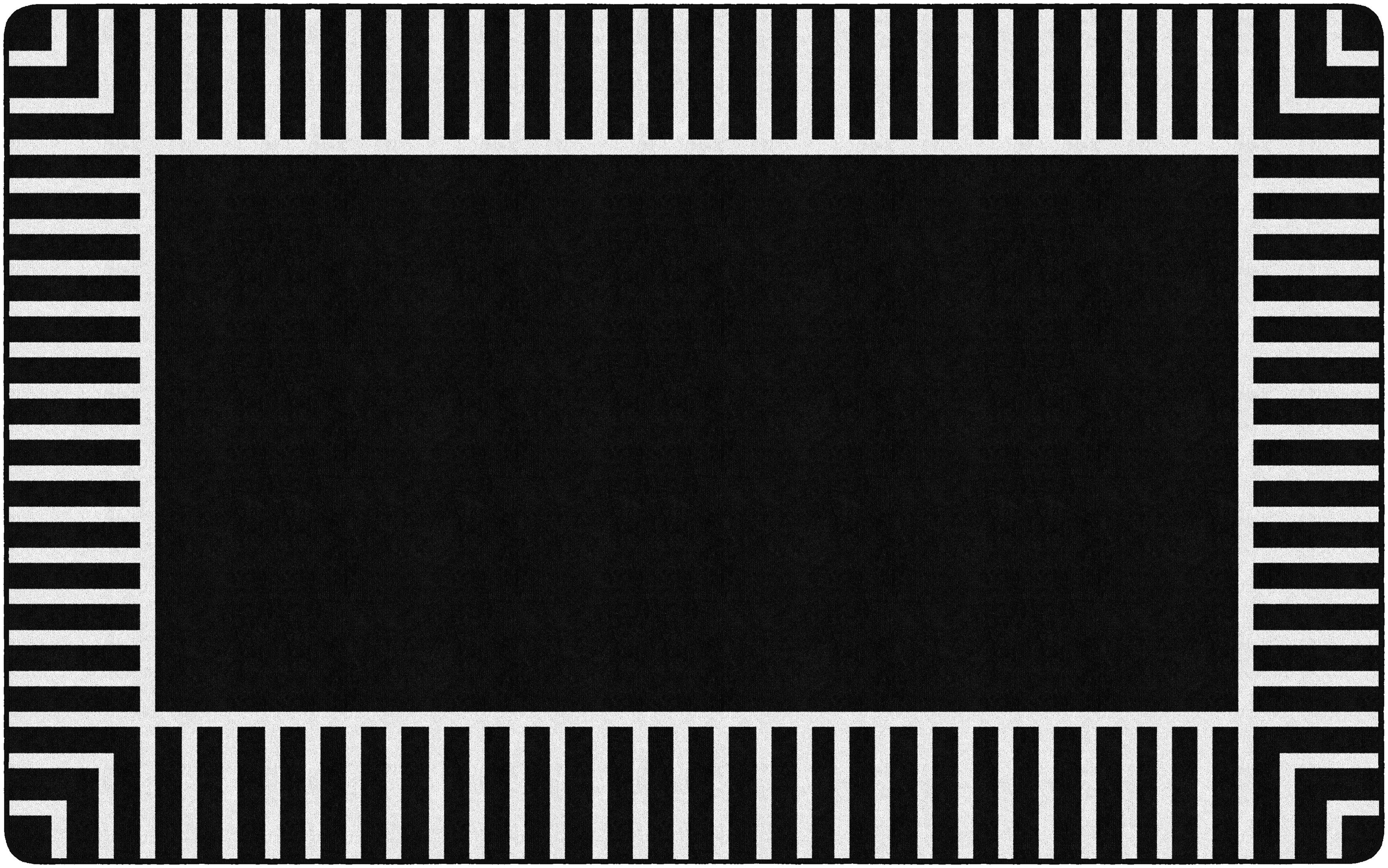 Flagship Carpets School Girl Style Industrial Chic Stripe Border Classroom Area Rug, 7'6" x 12 ...