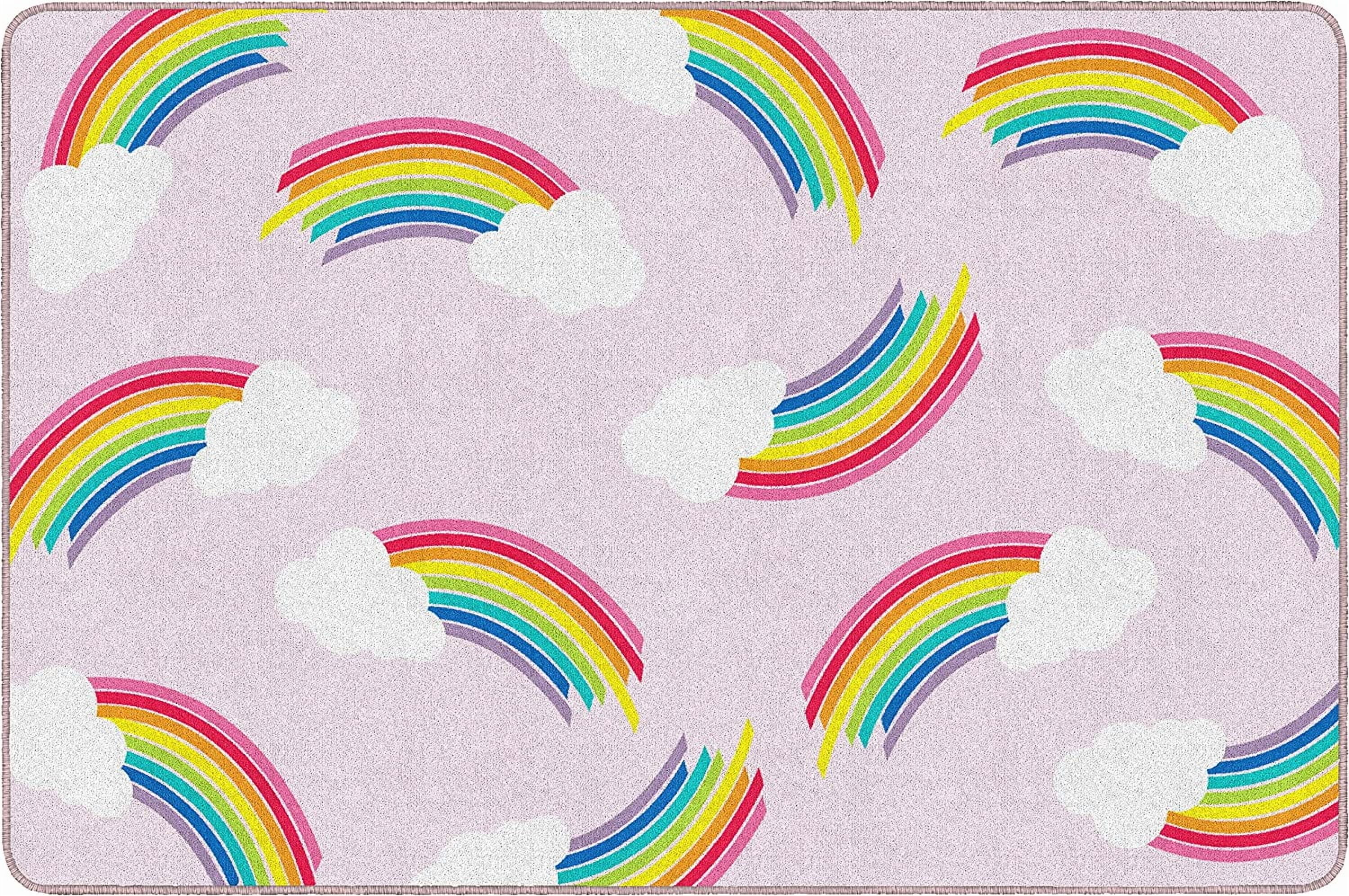 Flagship Carpets Schoolgirl Style Hello Sunshine Whimsical Rainbow Classroom Area Rug for Indoor ...