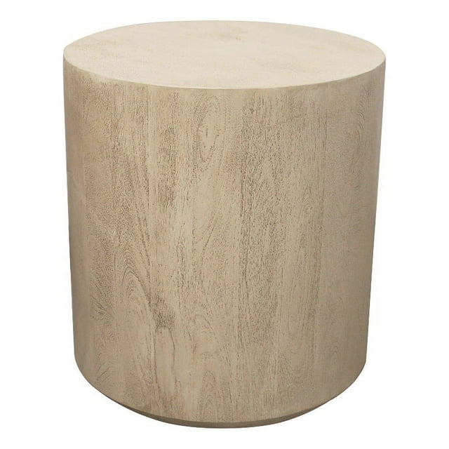 Flagstaff 18" Round Solid Wood Side Table in Stone Natural Finish ...