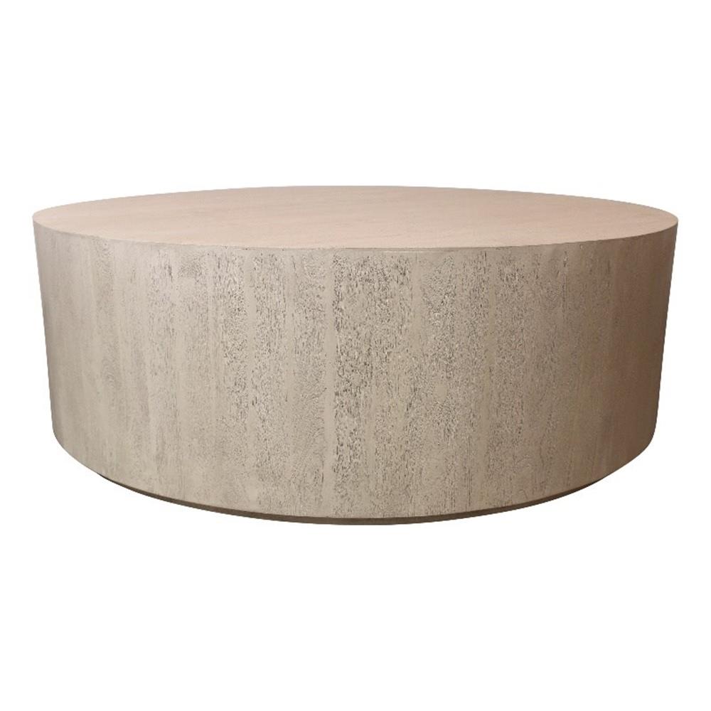 Flagstaff 48" Round Solid Wood Cocktail Table in Stone Natural Finish ...