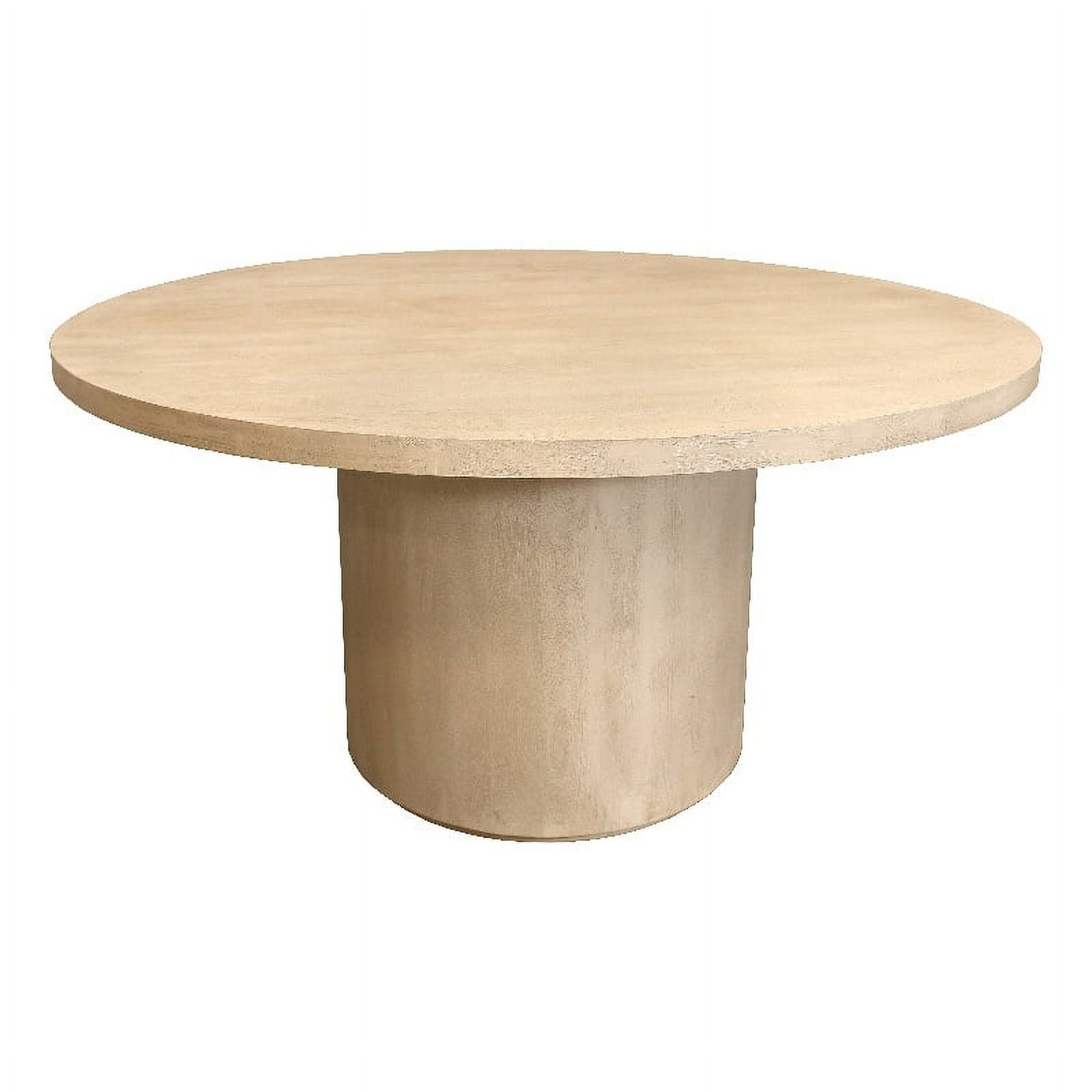 Flagstaff 60" Round Solid Wood Dining Table in Stone Natural Finish ...