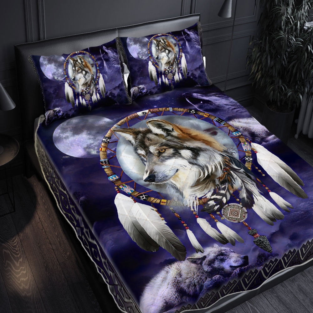 Flagwix 3 Pieces Queen Size Quilt Sets, Wolf Quilt Bedding Set, Wolf ...