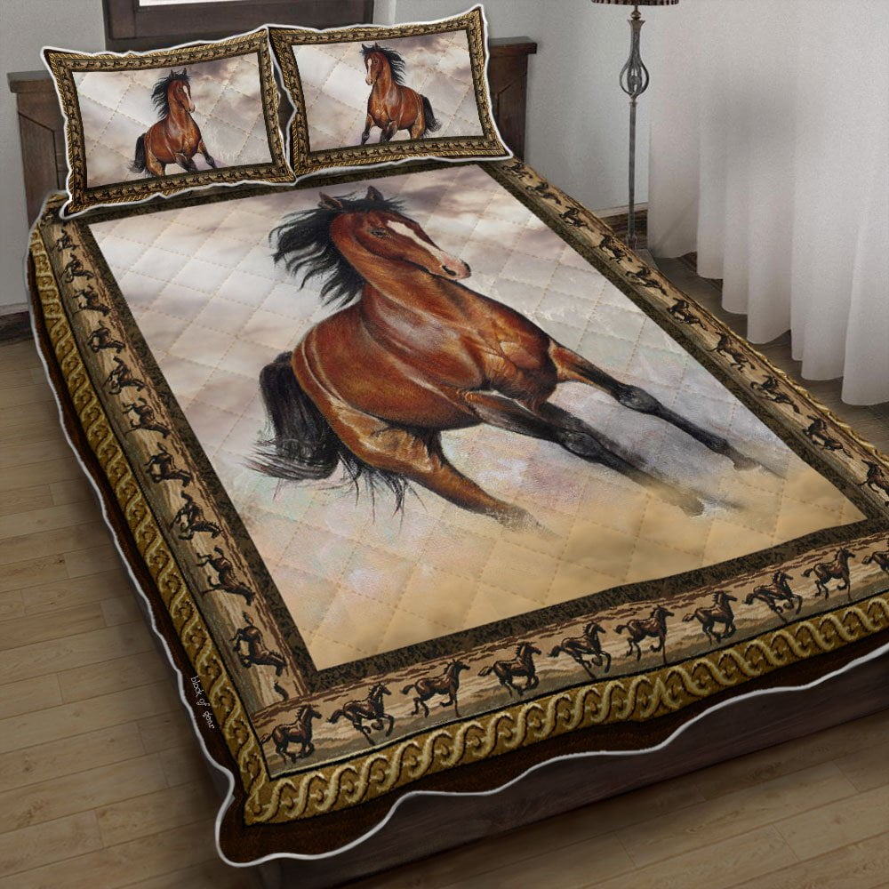 Flagwix 3 Pieces Twin Size Quilt Sets, Horse Bedding Set Beautiful ...