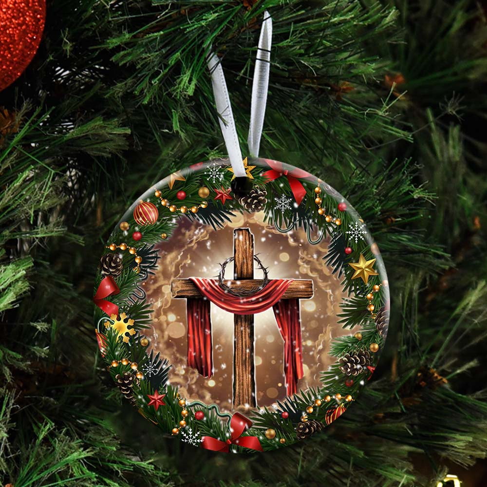 Flagwix Ceramic Christmas Tree Ornaments| Jesus Christian Cross ...