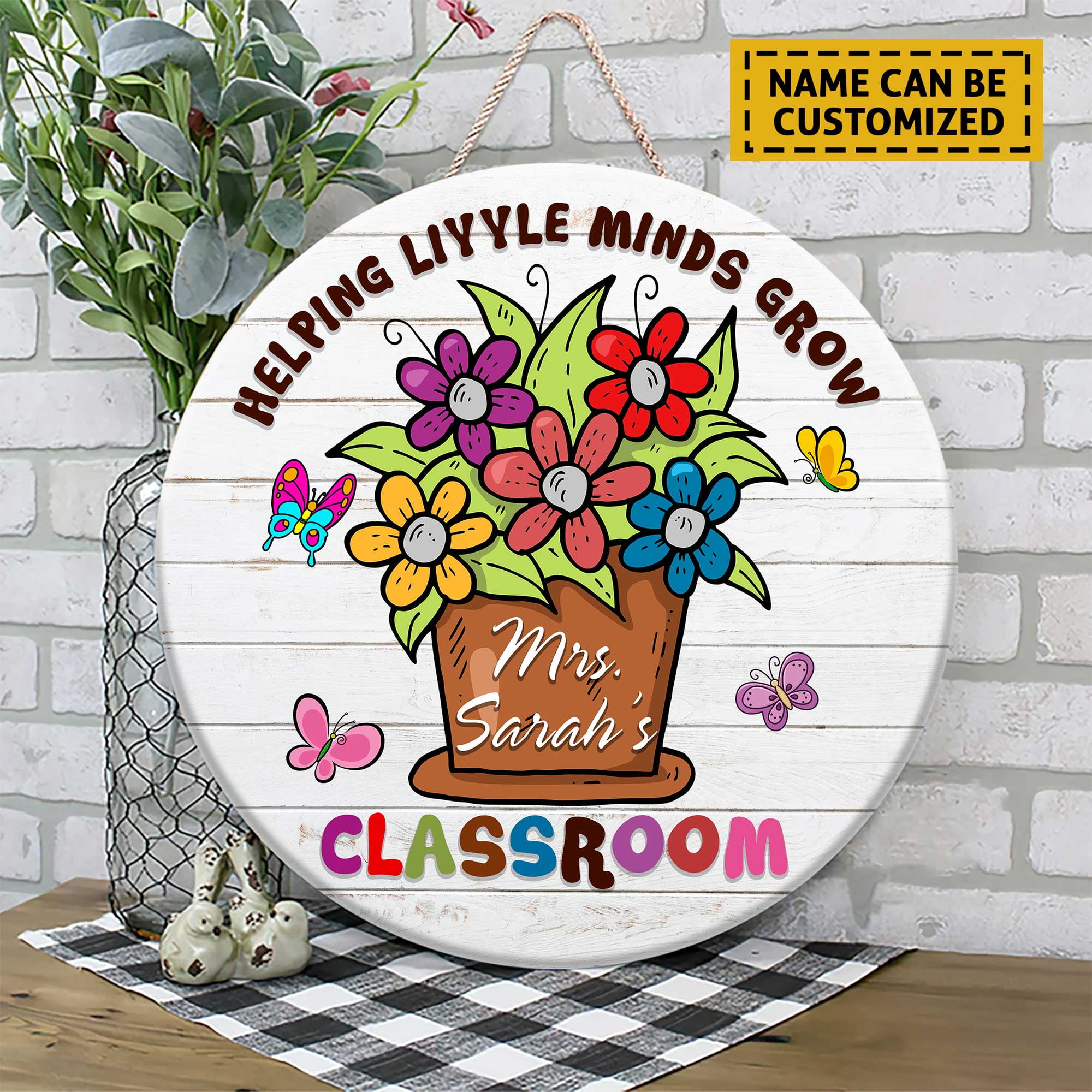 Flagwix Personalized Back To School Sign, Custom Round Wooden Teacher ...