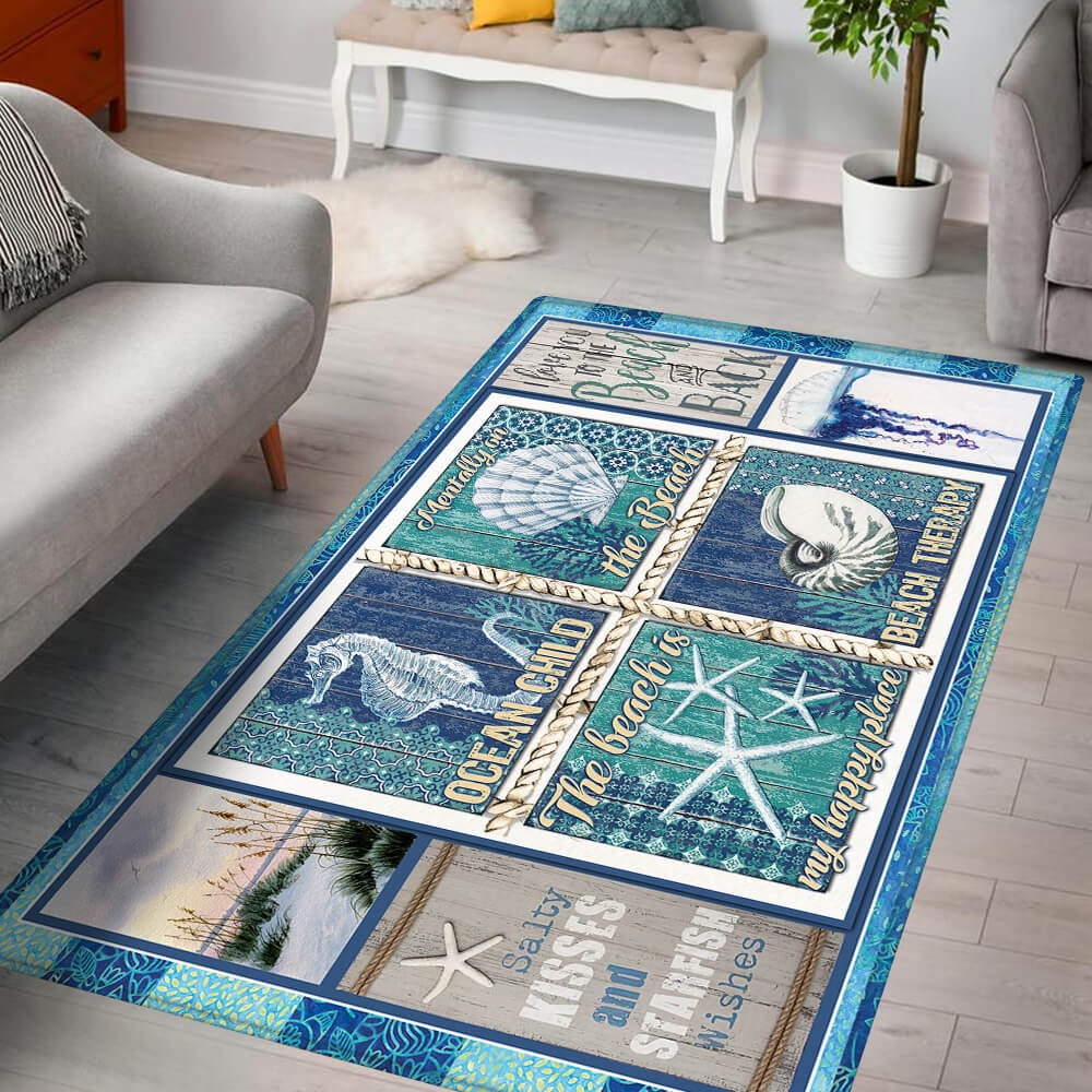 Flagwix Rectangle Carpet Coastal Braided Multicolor Ocean Area Rugs, 3 ...