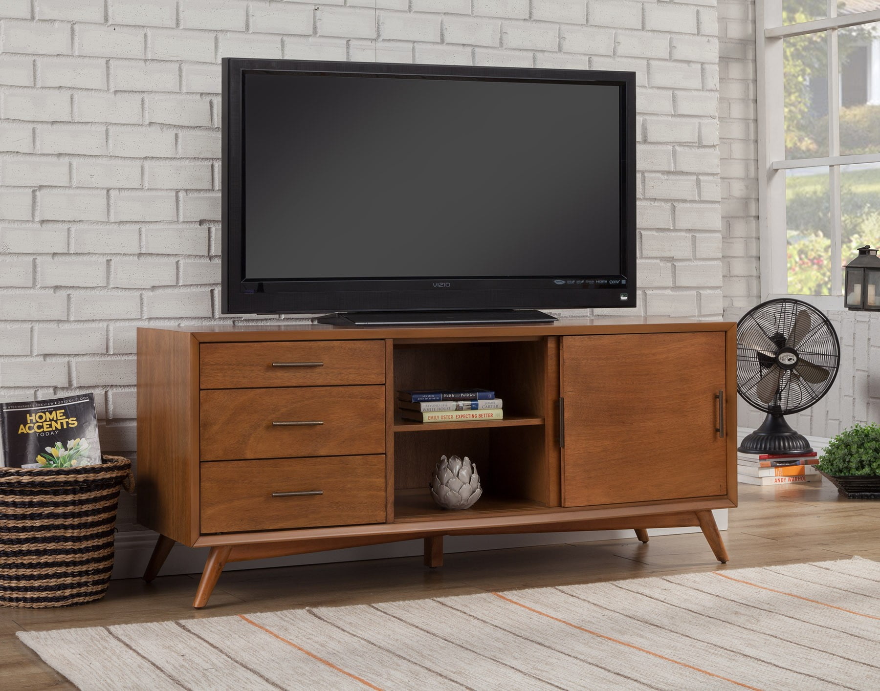 Flair 64" Acorn Mid Century Mod TV Console - Walmart.com
