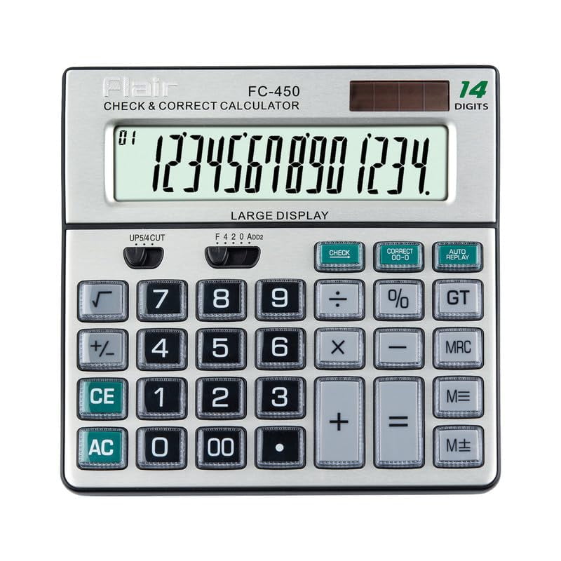 Flair FC-450 Desktop Series Basic Calculator | LCD Screen Display Which ...