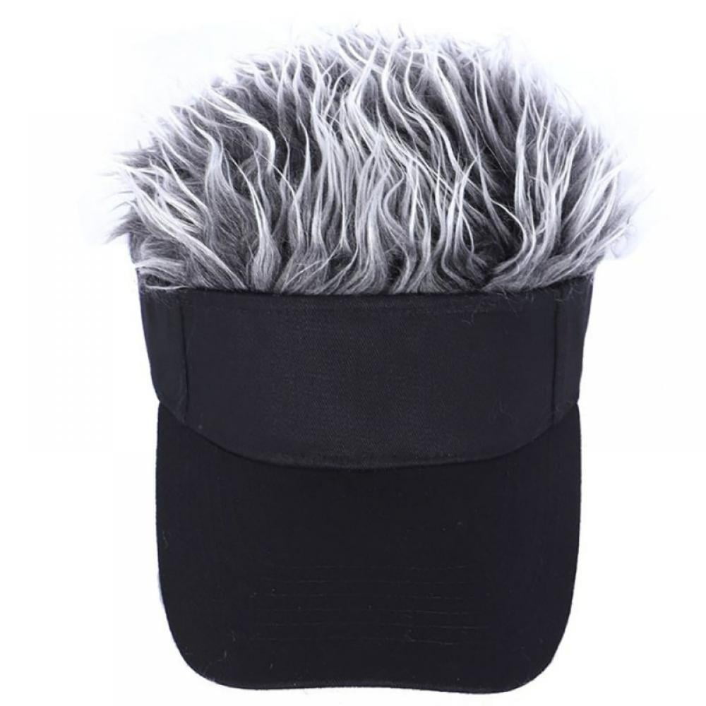 Flair Hair Visor Sun Cap Wig Peaked Novelty Baseball Hat with Spiked ...