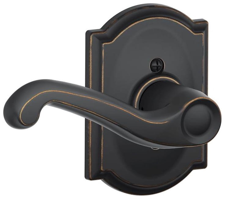 Flair Left Handed Lever with Camelot Trim Non-Turning Lock, Aged Bronze ...