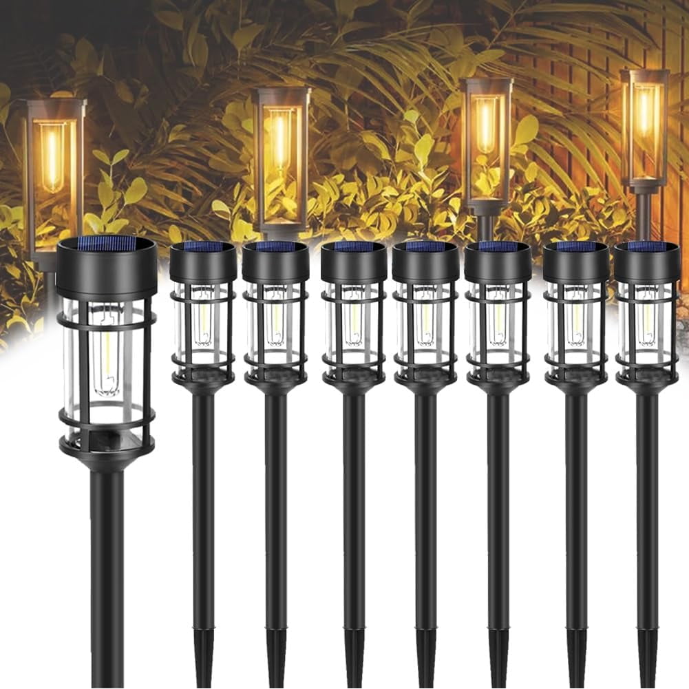 Flakaclsh Solar Lights, LED Solar Path Lights Waterproof, Bright Solar ...