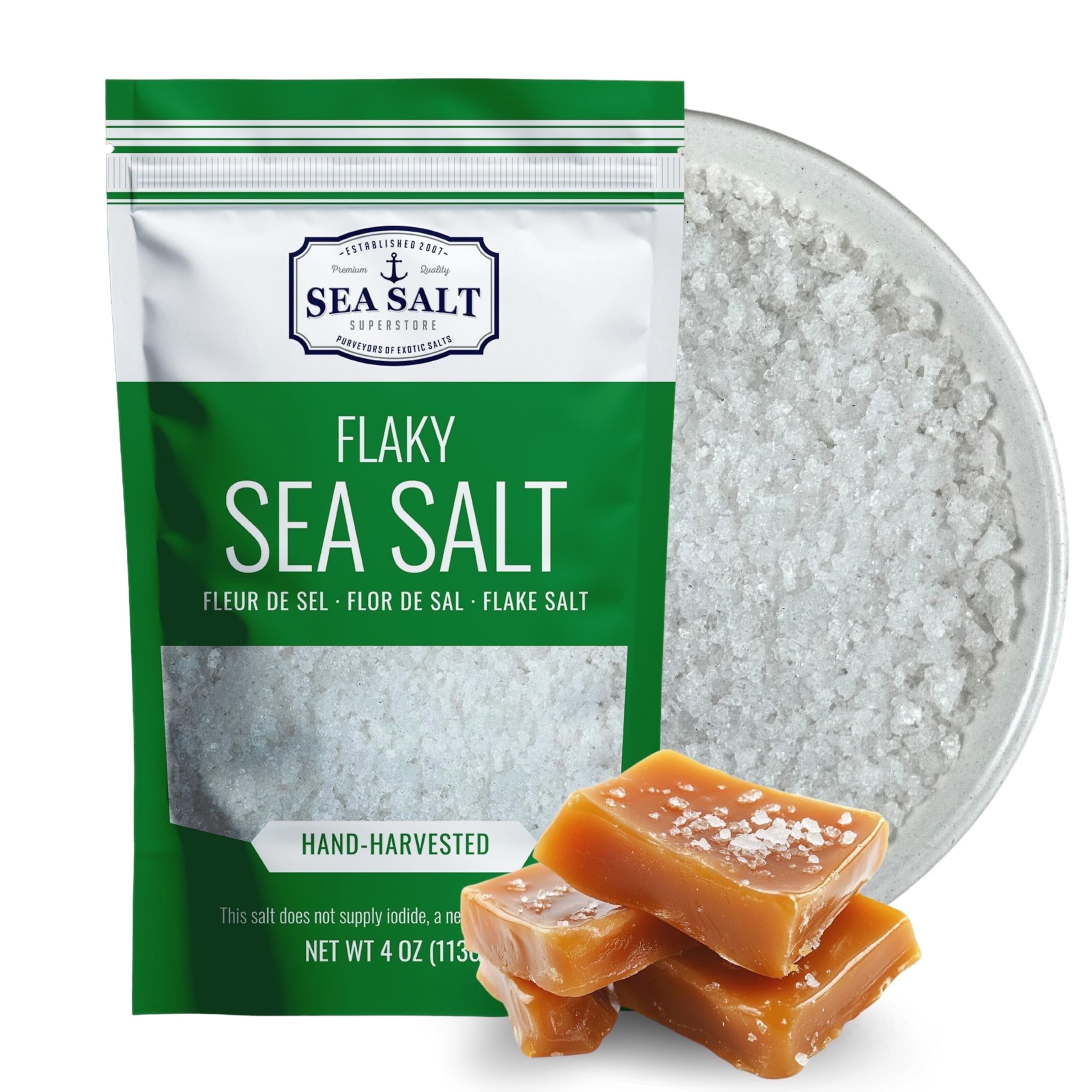 Sea Salt Superstore, Fleur de Sel Flaky Sea Salt, 4 oz - Walmart.com
