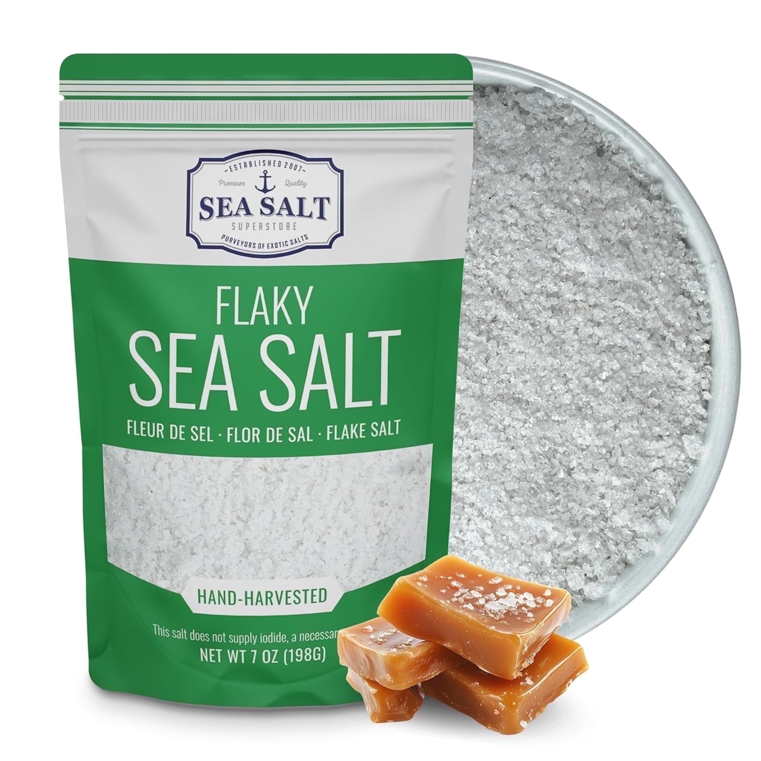 Sea Salt Superstore Flaky Sea Salt, 7 oz, Gluten-Free, Hand-Harvested ...