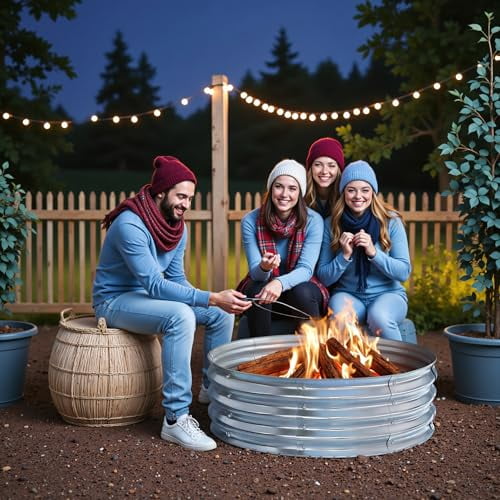 Flamaker 36 Inch Fire Pit Ring for Outside Wood Burning Smokeless Patio ...