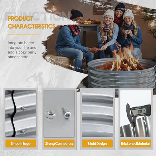 Flamaker 48 Inch Fire Pit Ring for Outside Wood Burning Smokeless Patio ...