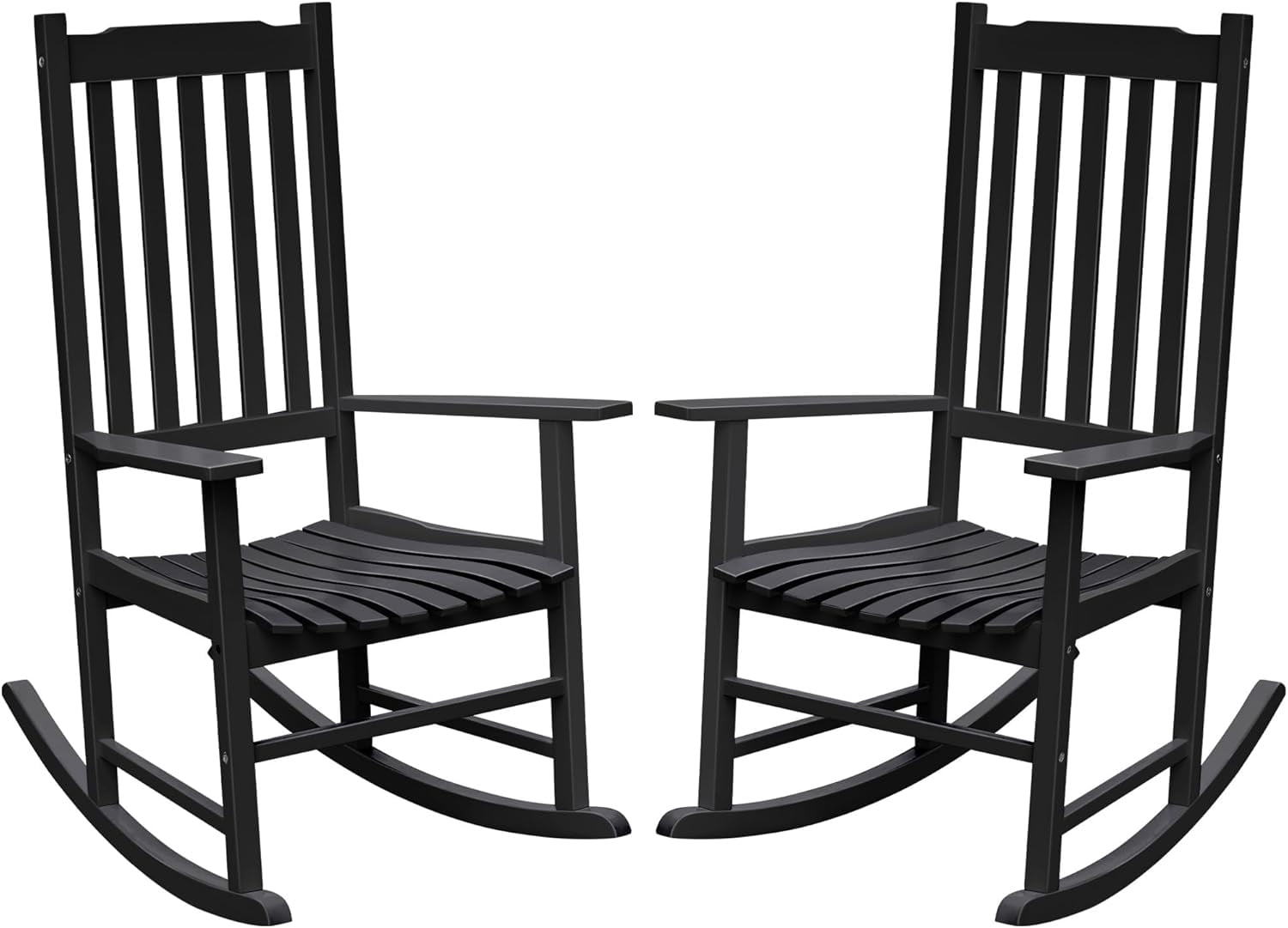 Flamaker Acacia Wood Patio Rocking Chair Set of 2, High Back and Widen ...