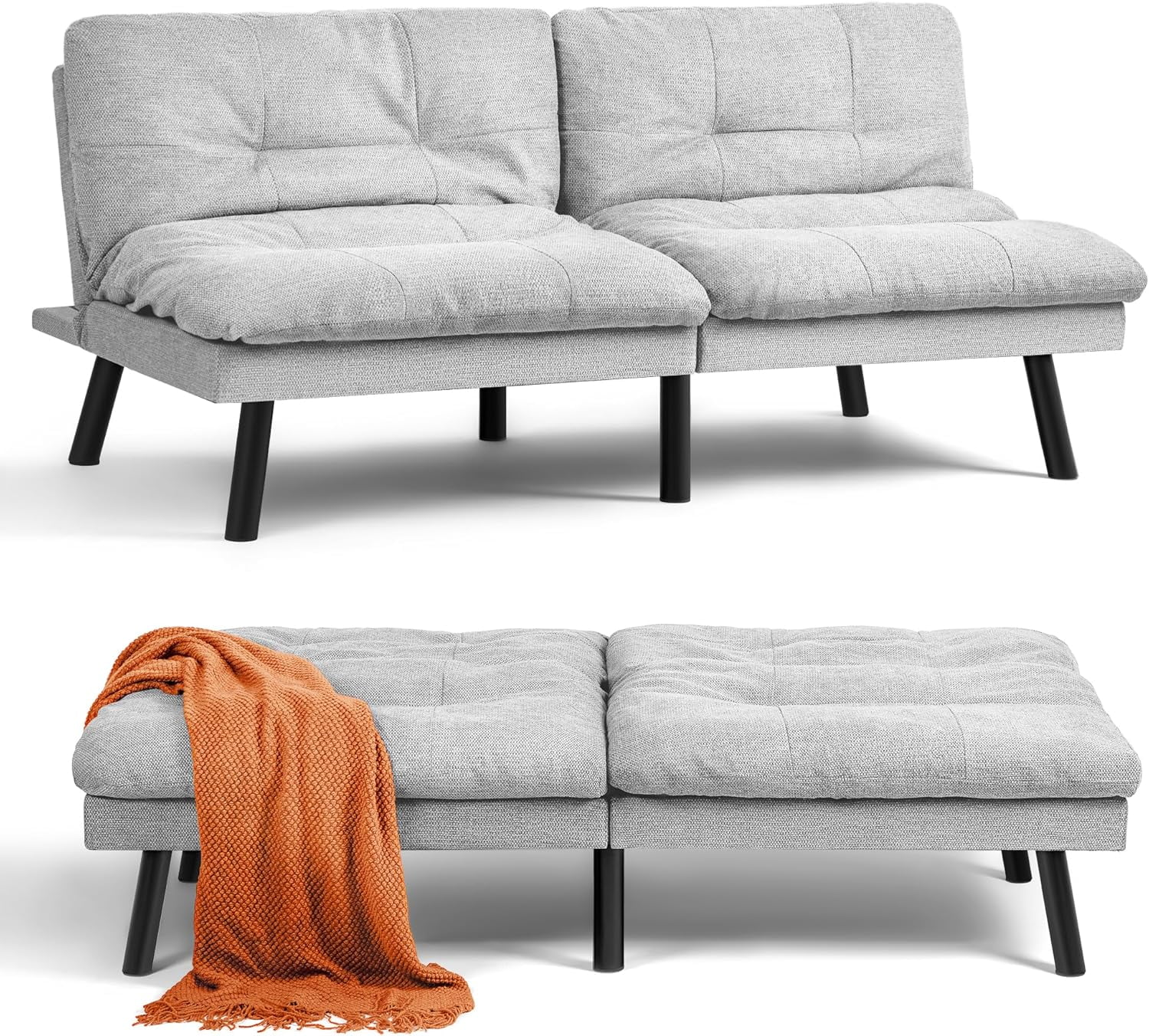 Flamaker Convertible Futon Sofa Bed Futon Couch with Adjustable Back ...