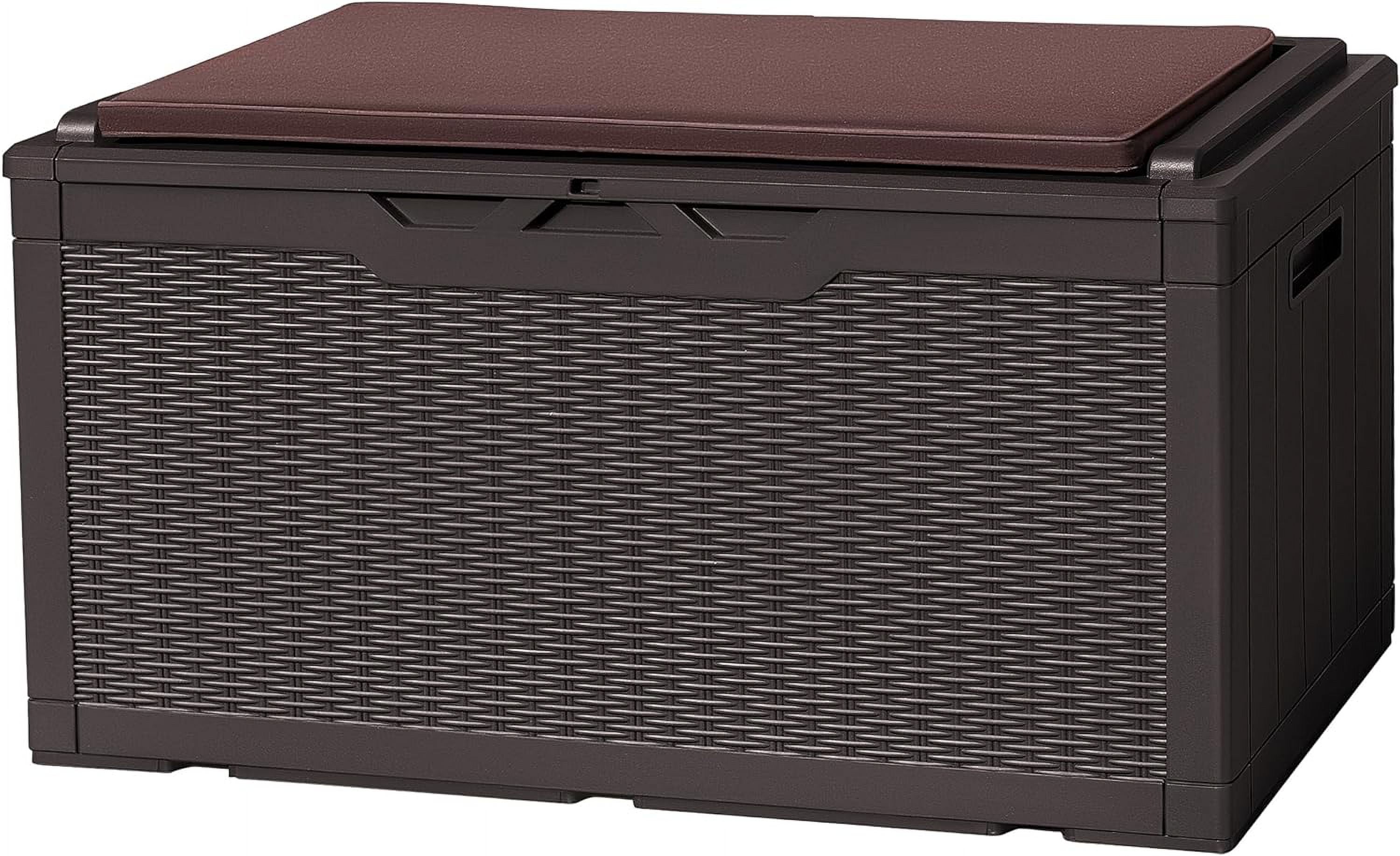 Flamaker Deck Box with Cushion 100 Gallon Waterproof Resin Storage Box ...