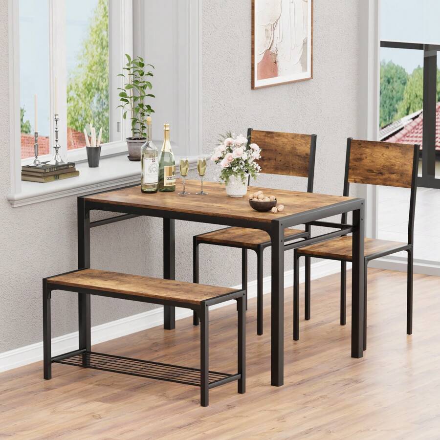 Flamaker Furmax 4 Piece Dining Set Counter Height Kitchen Table Set ...