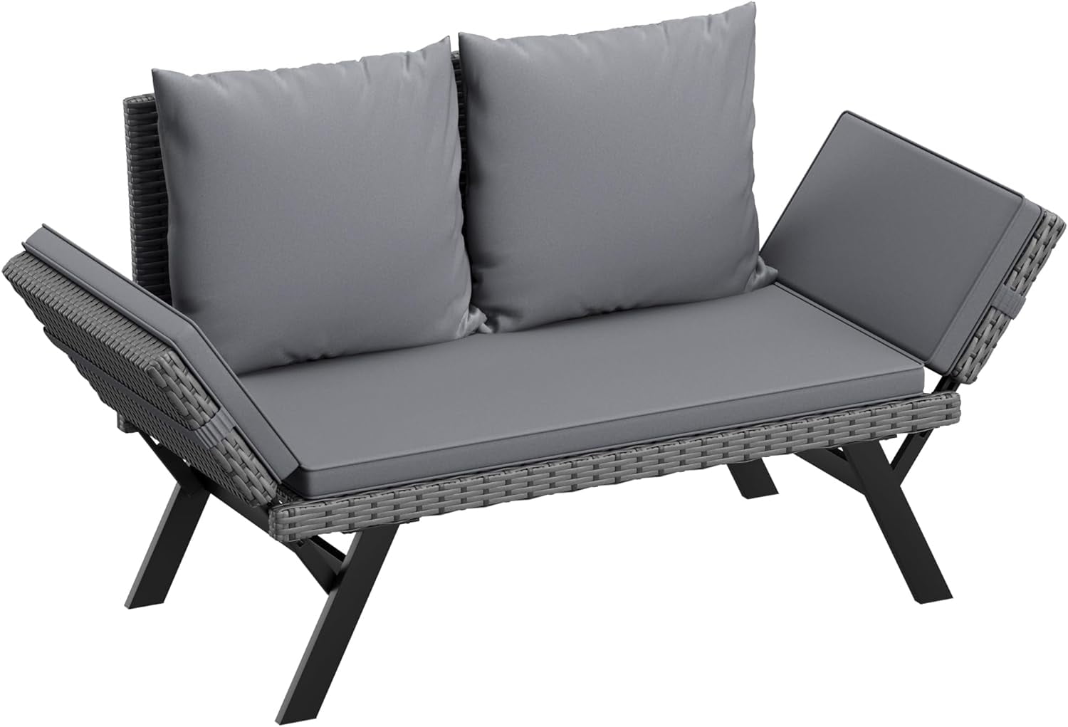 Flamaker Outdoor Convertible Sofa, Woven Rattan Patio Furniture Sunbed ...